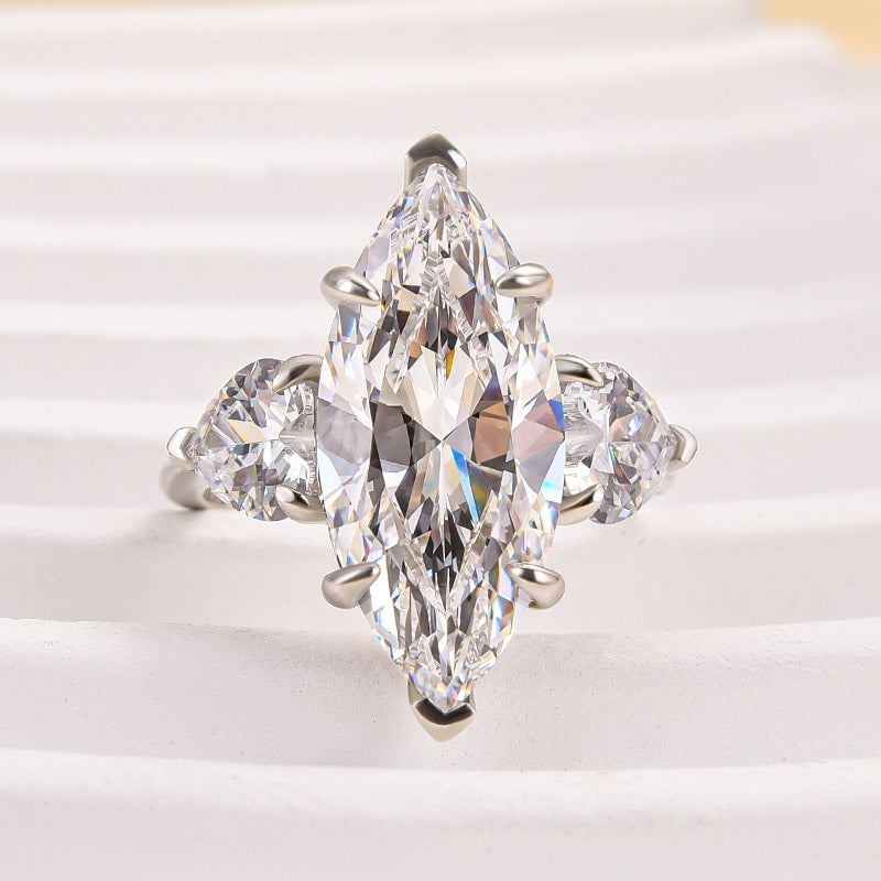 Veda Jewel 14K White Gold Plated 2 Ct Marquise Cut Diamond Wedding Ring ...
