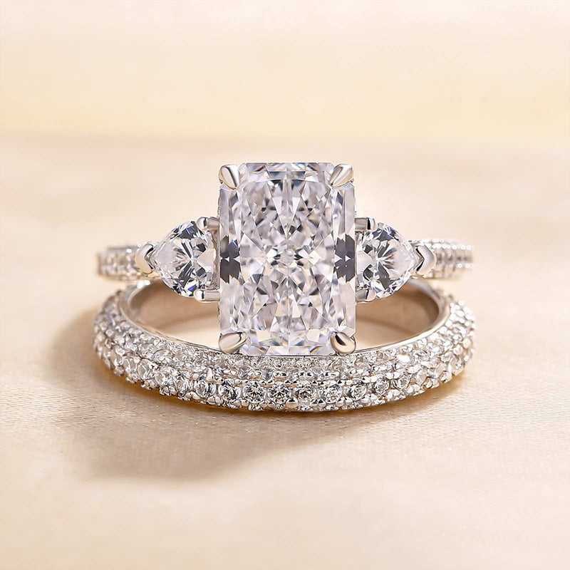 Veda Jewel 14K White Gold Plated 2 Ct Radiant Cut Diamond Wedding Ring ...