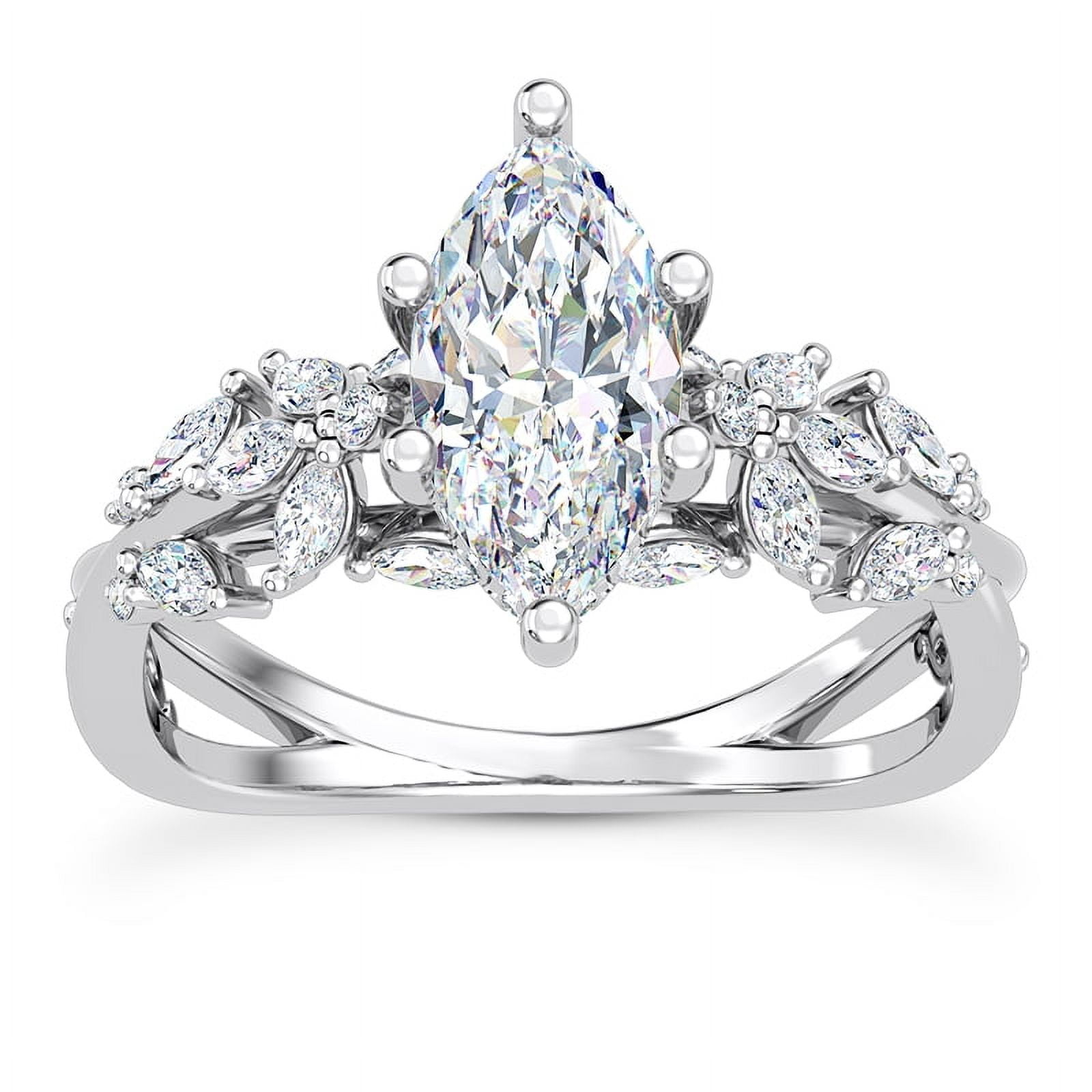 Veda Jewel 14K White Gold Plated Engagement Ring - 2.13 Ct Marquise Cut ...