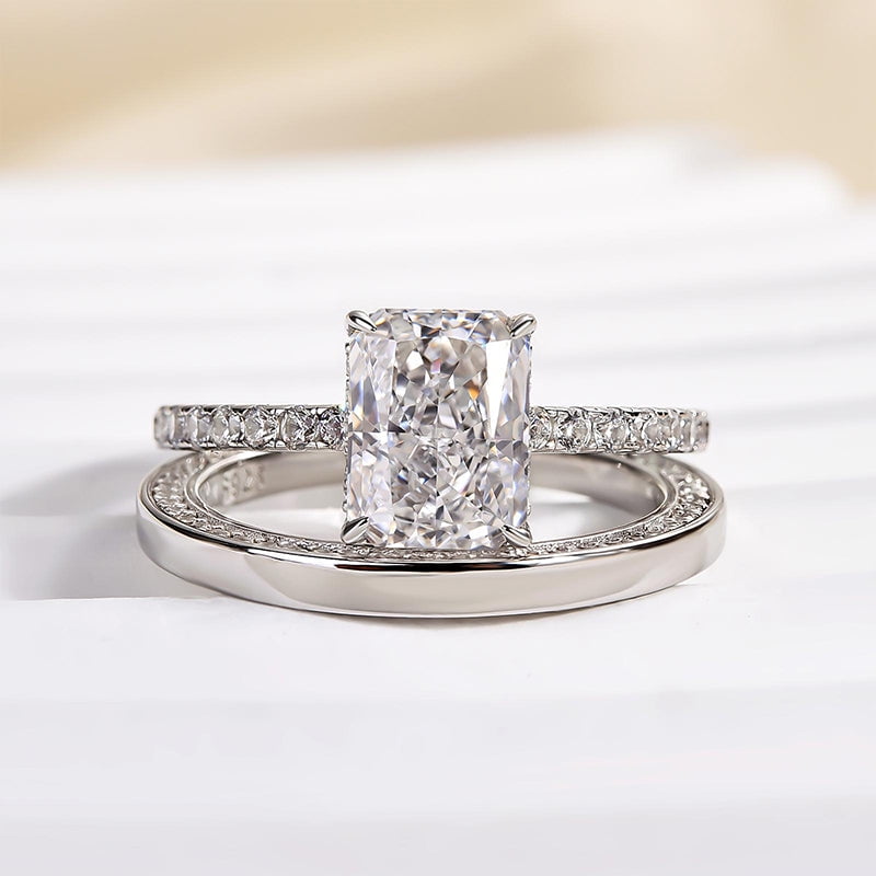 Veda Jewel 14K White Gold Plated Ring Set - 1.6 Ct Lab Created Diamond ...