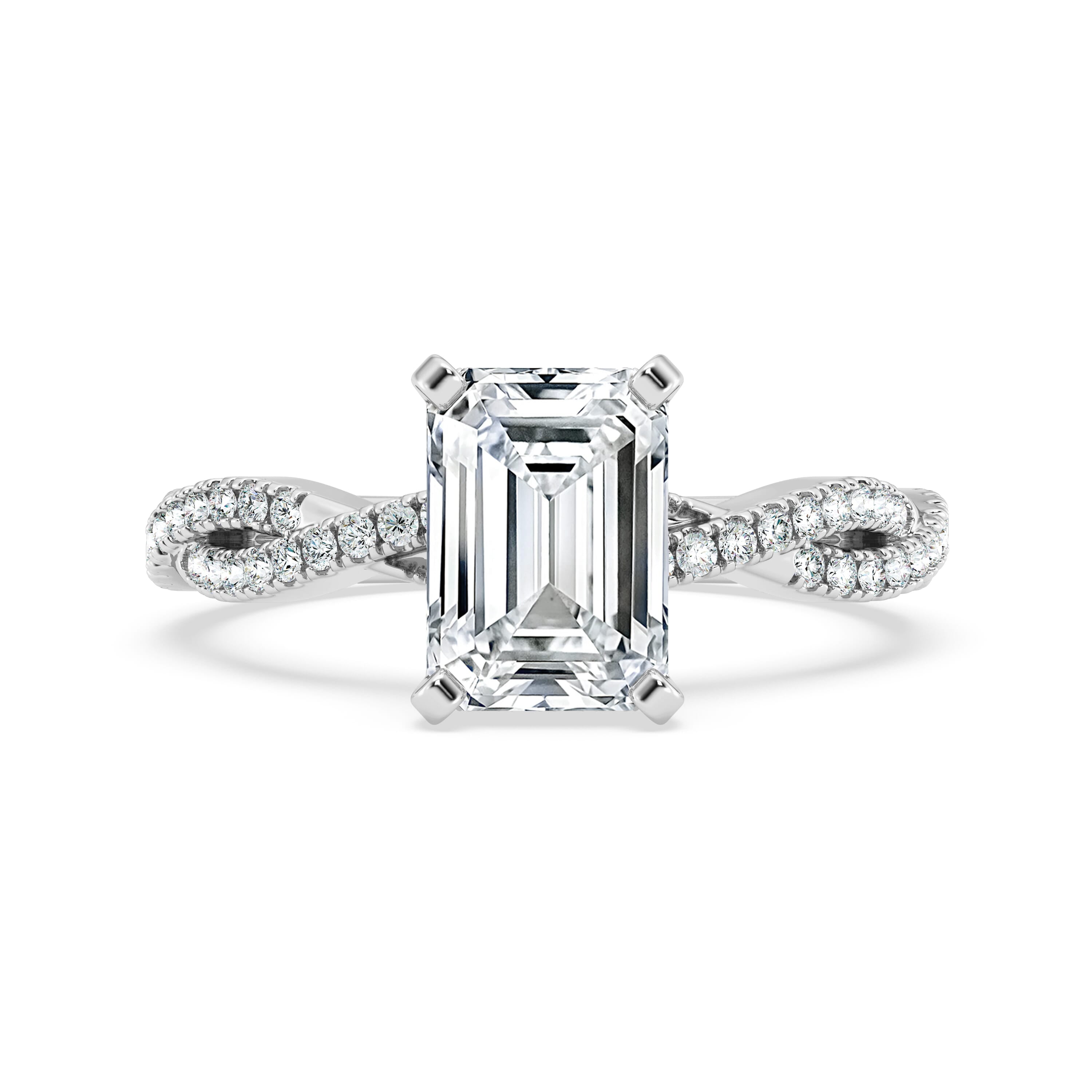 Veda Jewel 2.04 Ct Emerald Cut Simulated Engagement Ring - 14K White ...