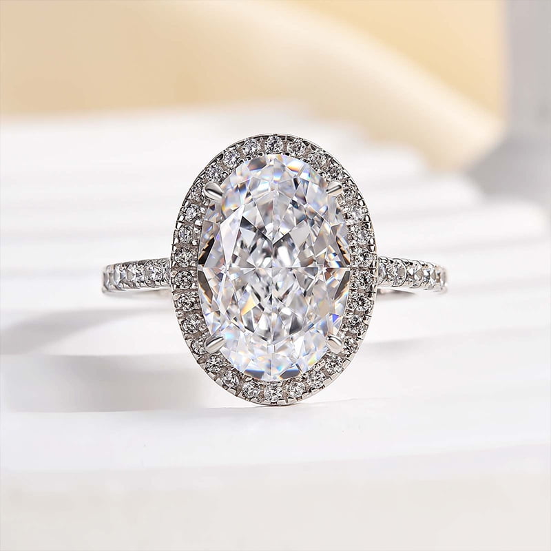 Veda Jewel 2 Ct Oval Cut Diamond Ring - Halo Ideal for Anniversary or ...