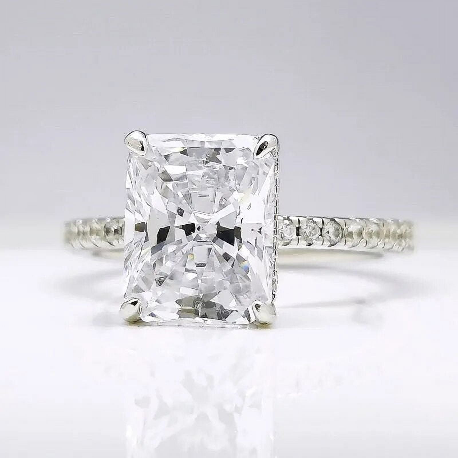 Veda Jewel 2 Ct Radiant Cut Diamond Engagement Ring for Her - 14K White ...