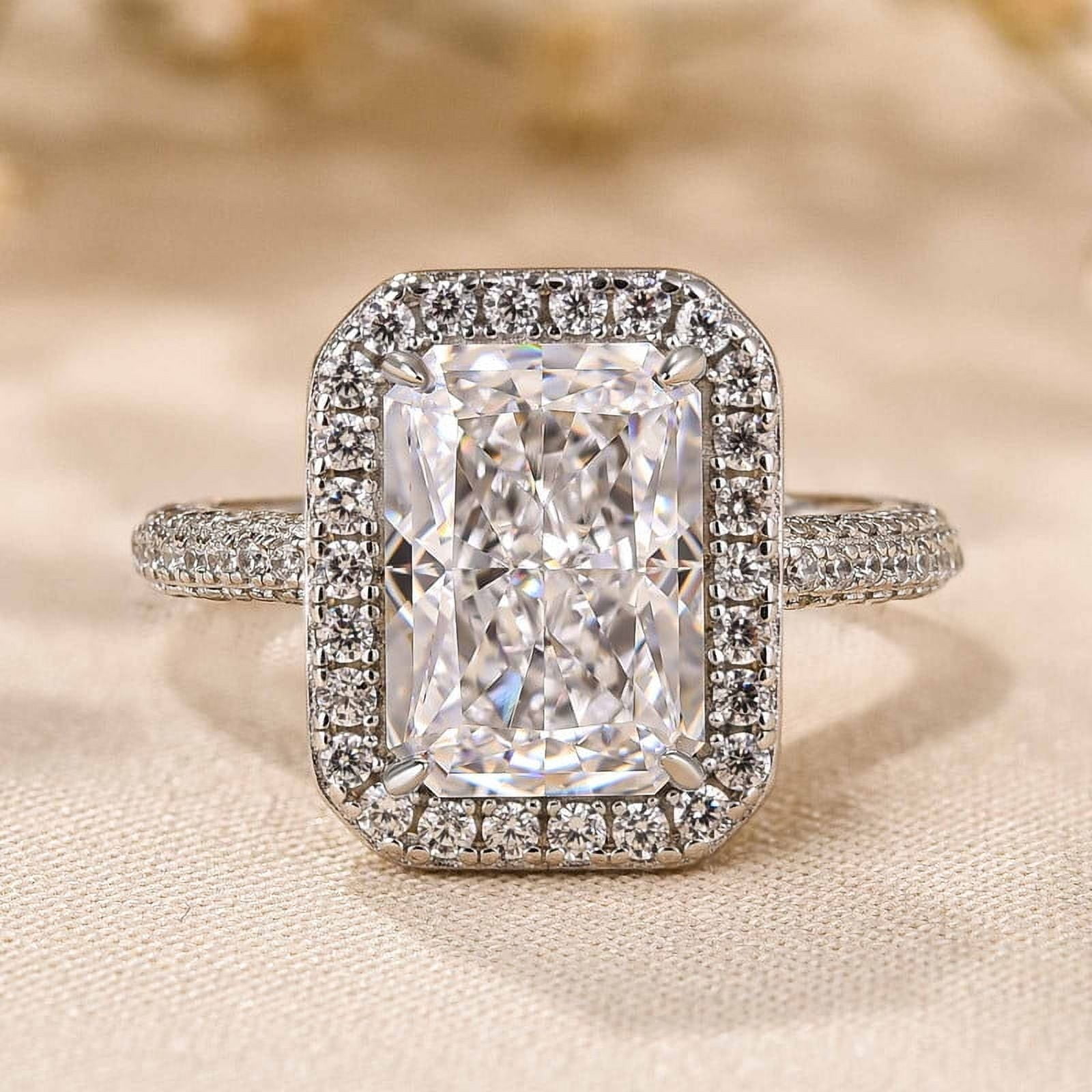 Veda Jewel Diamond Engagement Ring for Women - 1.8 Ct Radiant Cut 14K ...