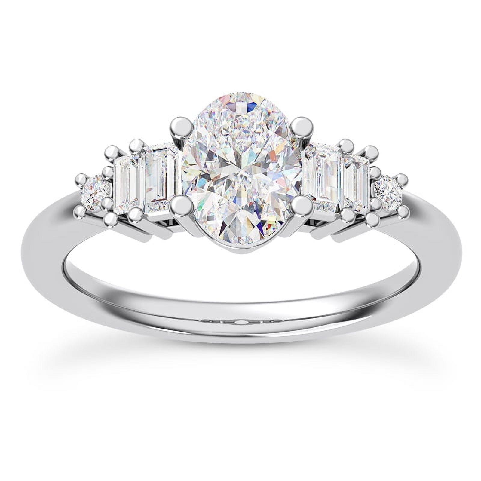 Veda Jewel Oval, Round and Baguette Lab-Created Engagement Ring for ...