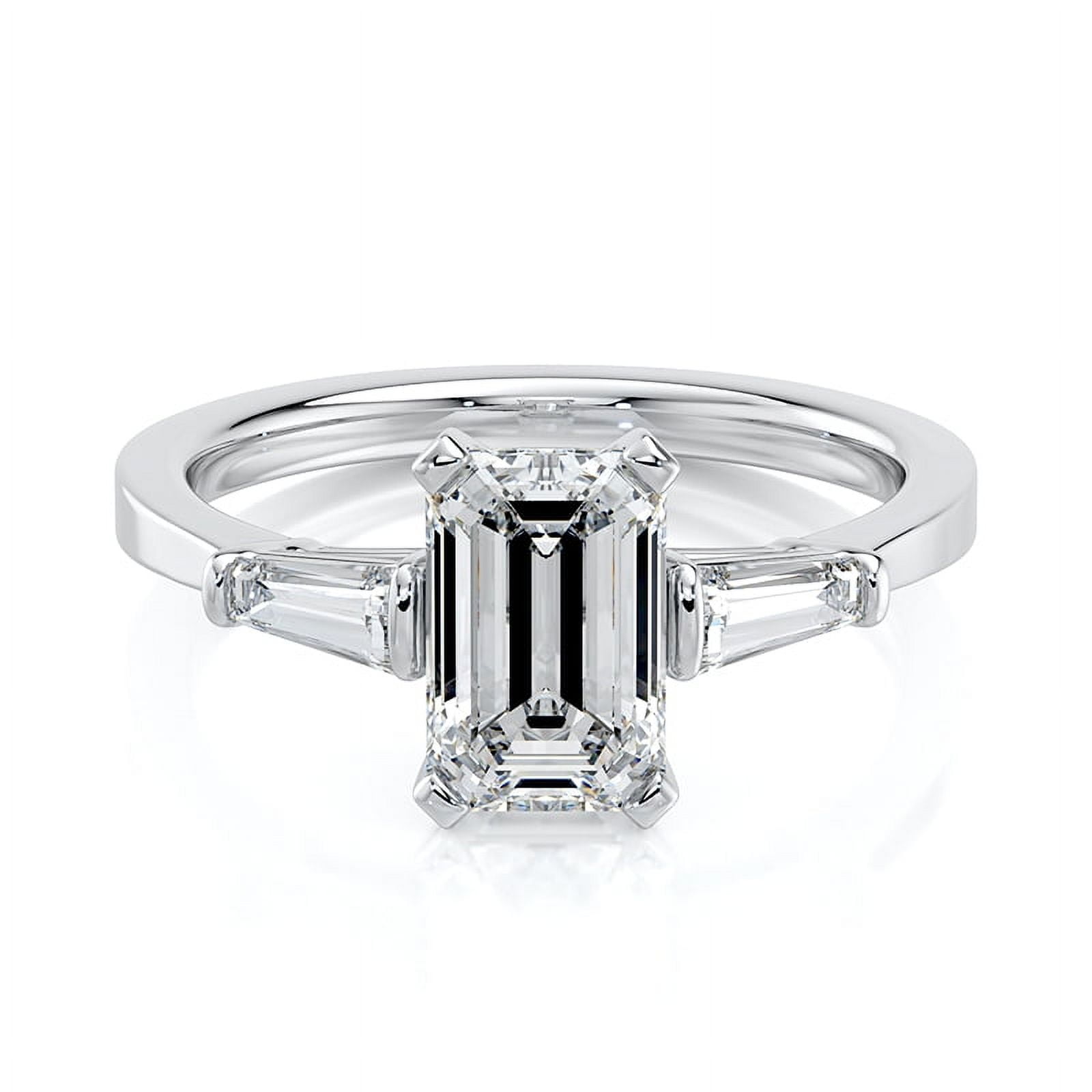 Veda Jewelry 1.48 Ct Emerald Cut Moissanite Ring - Three Stone ...