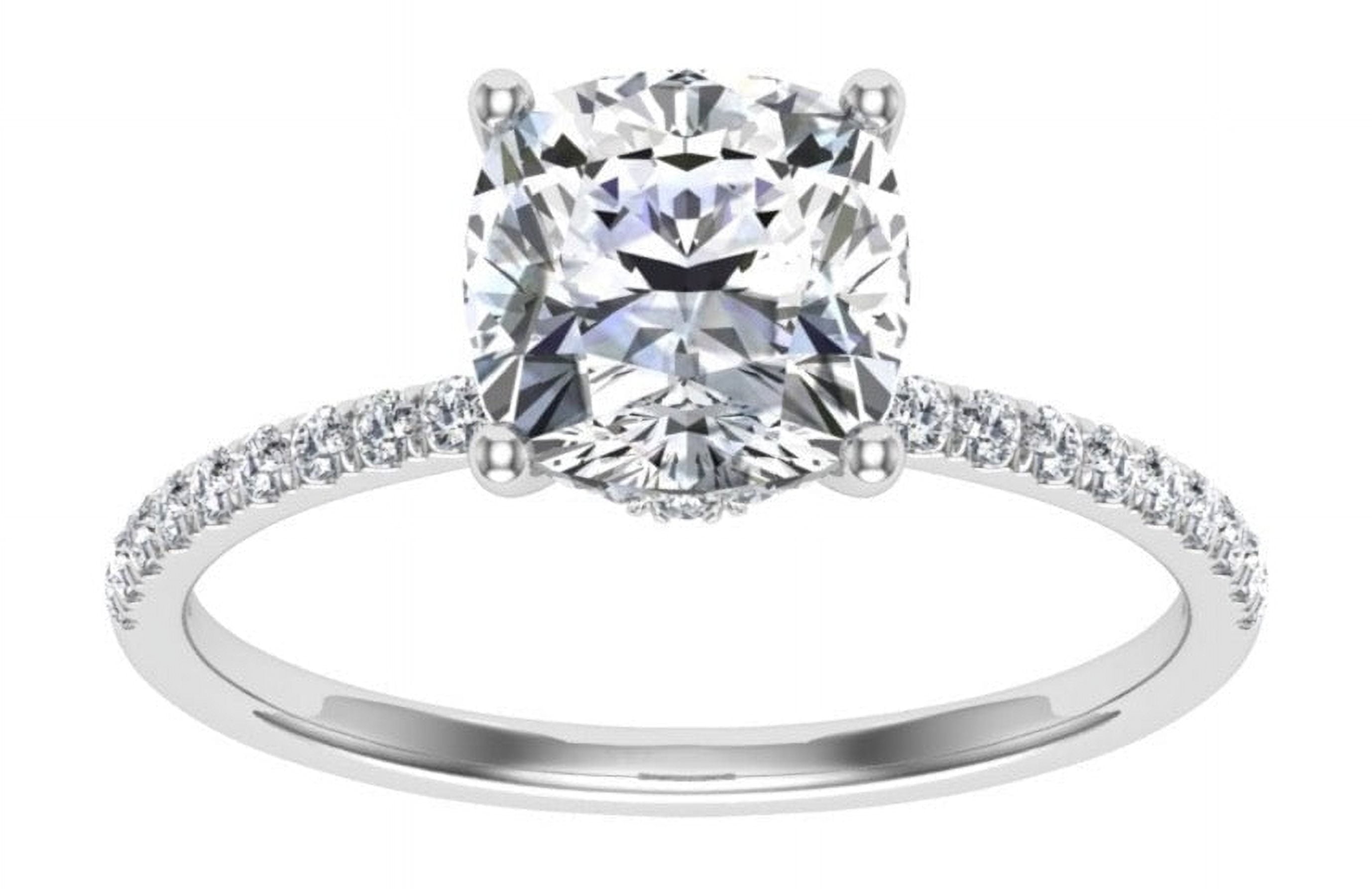 Veda Jewelry 1.58 Ct Cushion Cut Moissanite Engagement Ring - 14K White Gold Plated Solitaire ...