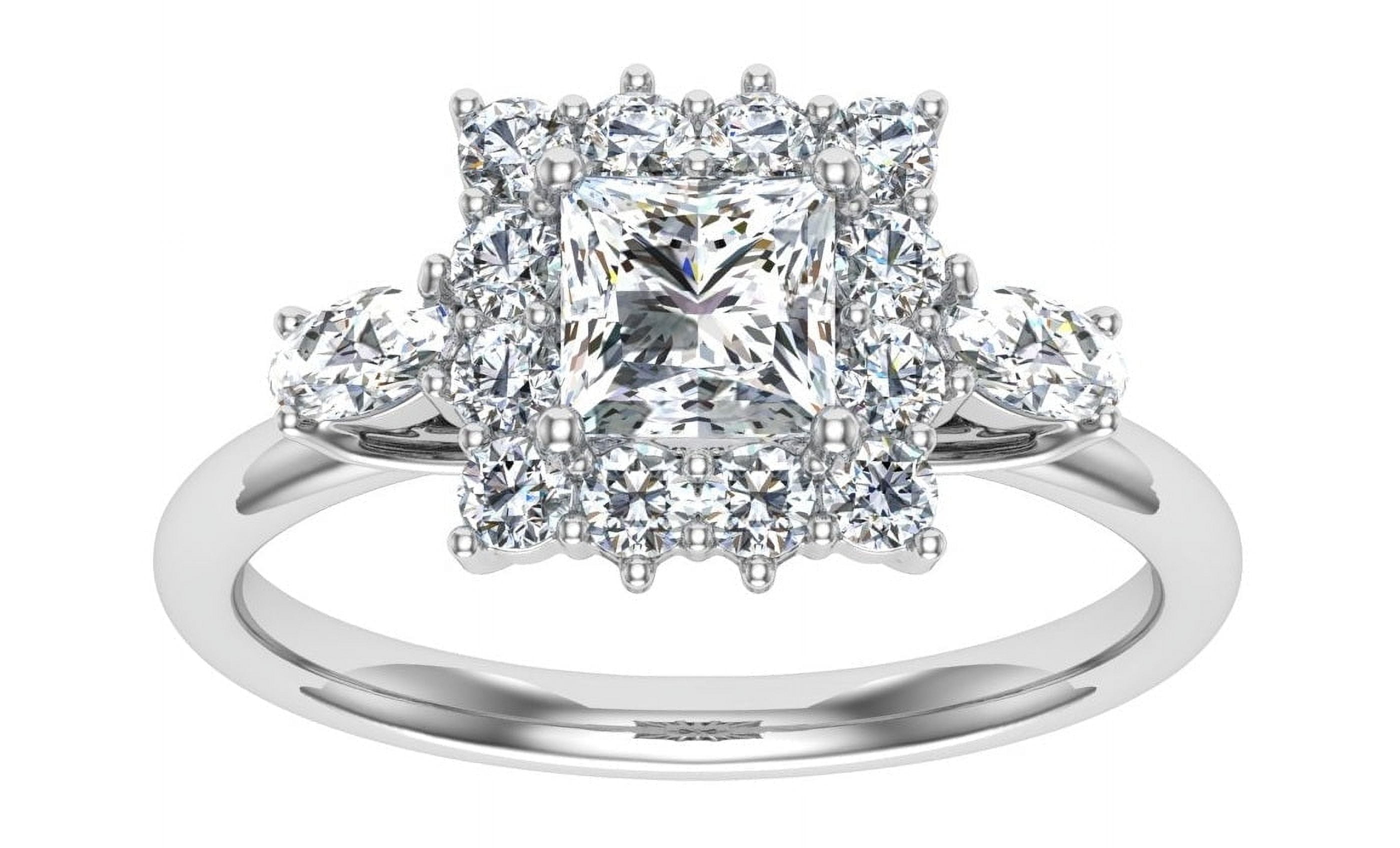 Veda Jewelry 1.58 Ct Princess Cut Moissanite Ring - 14K White Gold ...