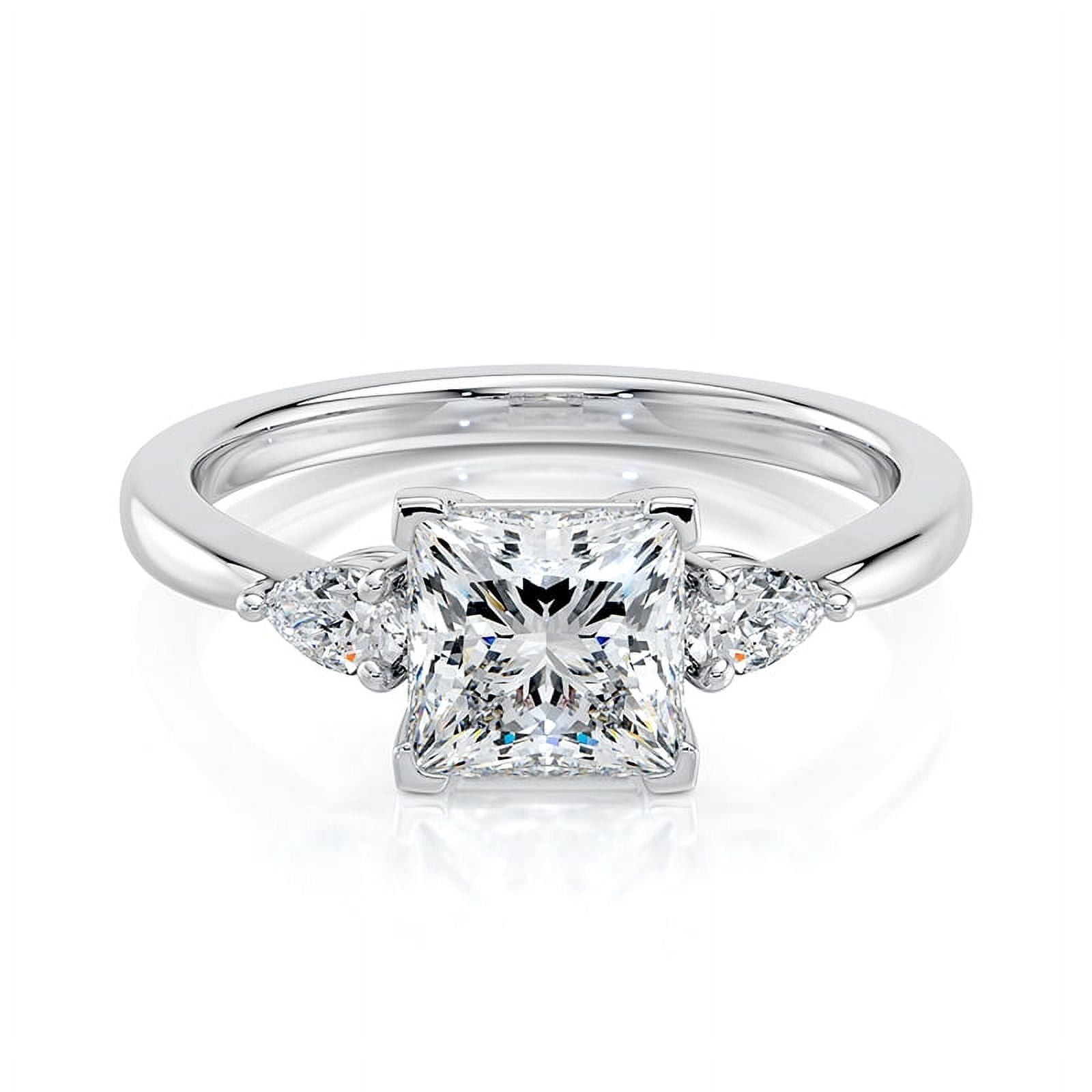 Veda Jewelry 1.58 Ct Princess Cut Moissanite Three Stone Ring ...