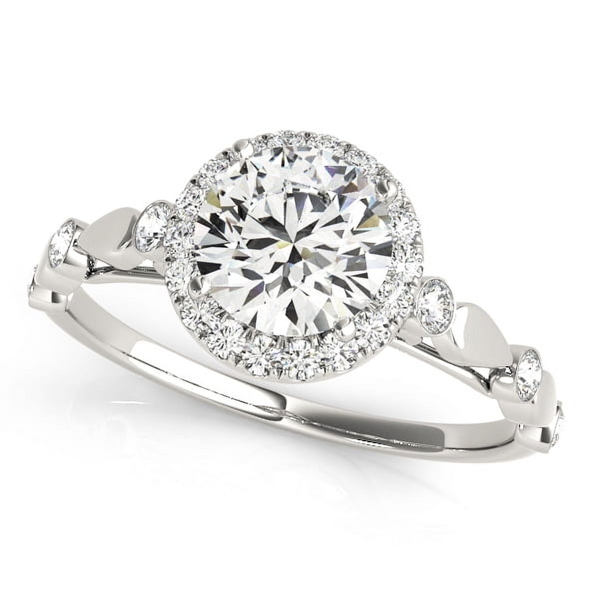 Veda Jewelry 1.67 Ct Round Moissanite Halo Engagement Ring - 14K White ...
