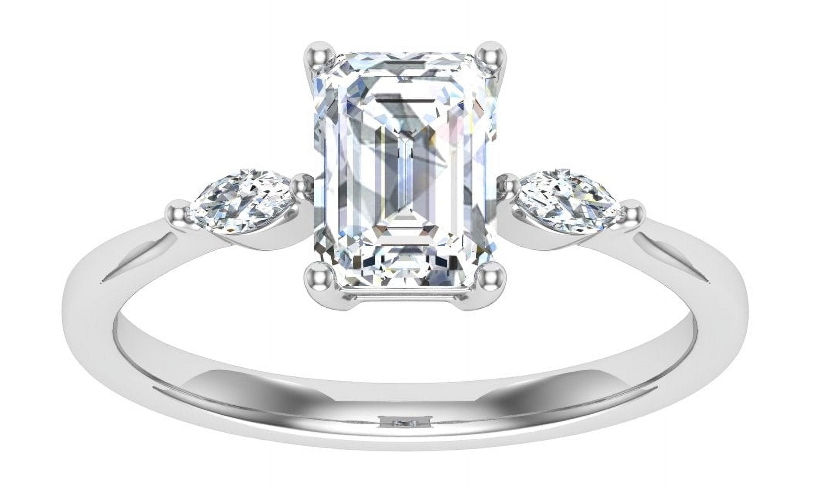 Veda Jewelry 1.76 Ct Moissanite Ring - 14K White Gold Plated Emerald ...