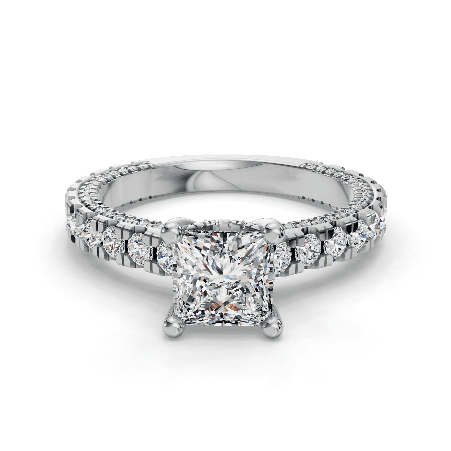 Veda Jewelry 1.76 Ct Princess Cut Moissanite Engagement Ring - Side ...