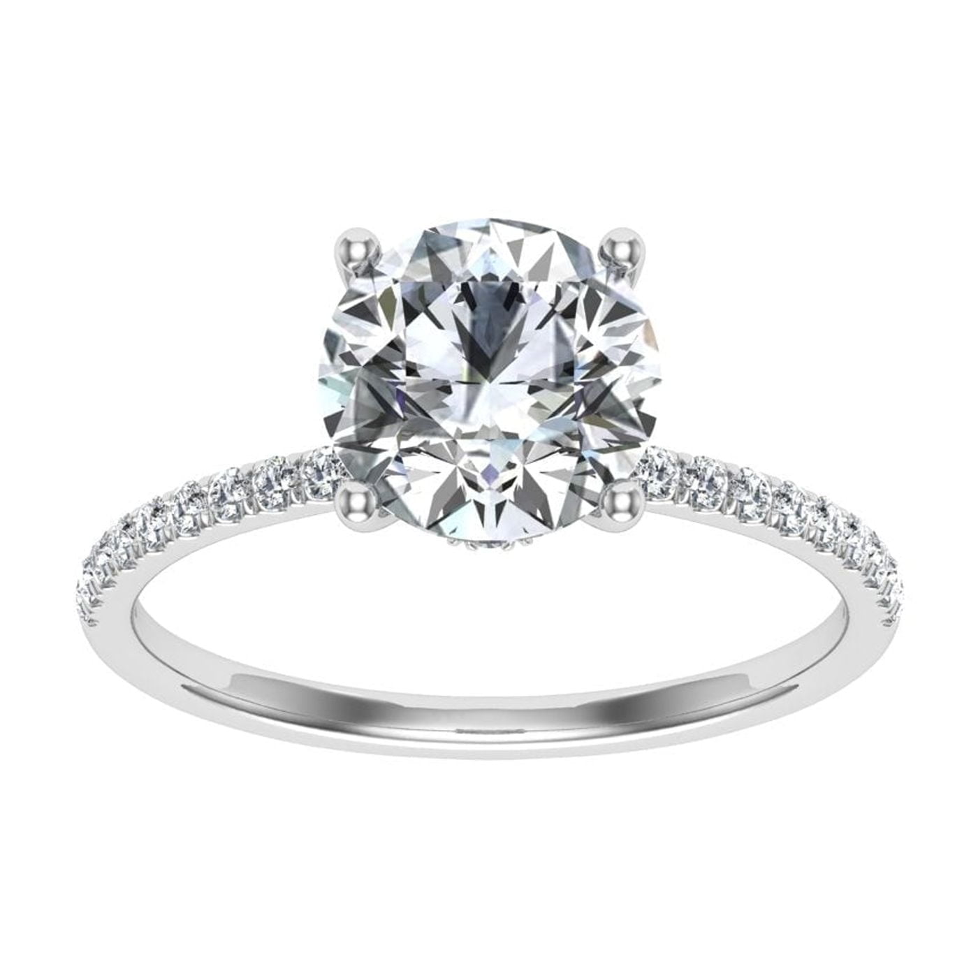 Veda Jewelry 1.86 Ct Round Cut Moissanite Ring - 14K White Gold Plated ...