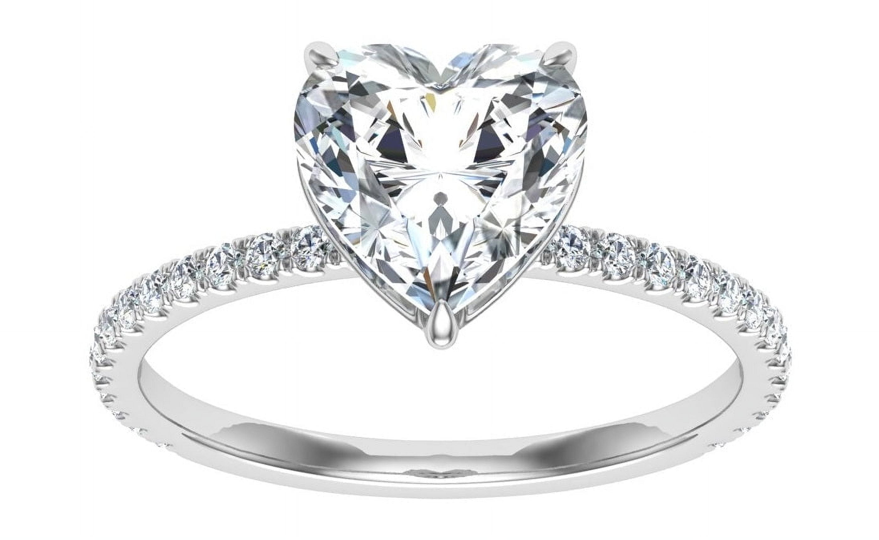 Veda Jewelry 14K White Gold Plated 1.58 Ct Heart Cut Moissanite Ring - Engagement Wedding Hidden ...
