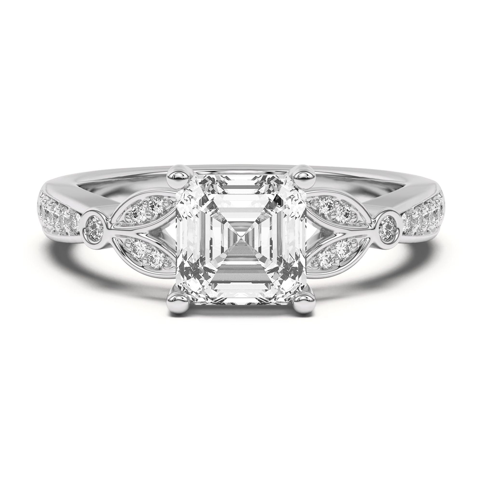 Veda Jewelry 14K White Gold Plated 1.67 Ct Asscher Cut Moissanite Ring ...