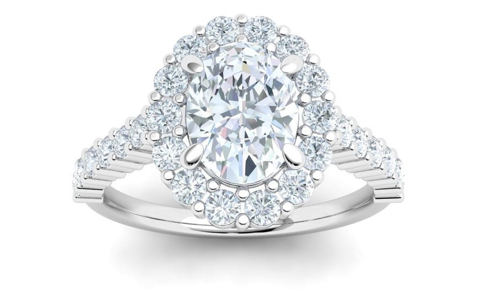 Veda Jewelry 14K White Gold Plated 1.95 Ct Oval Cut Moissanite Ring ...