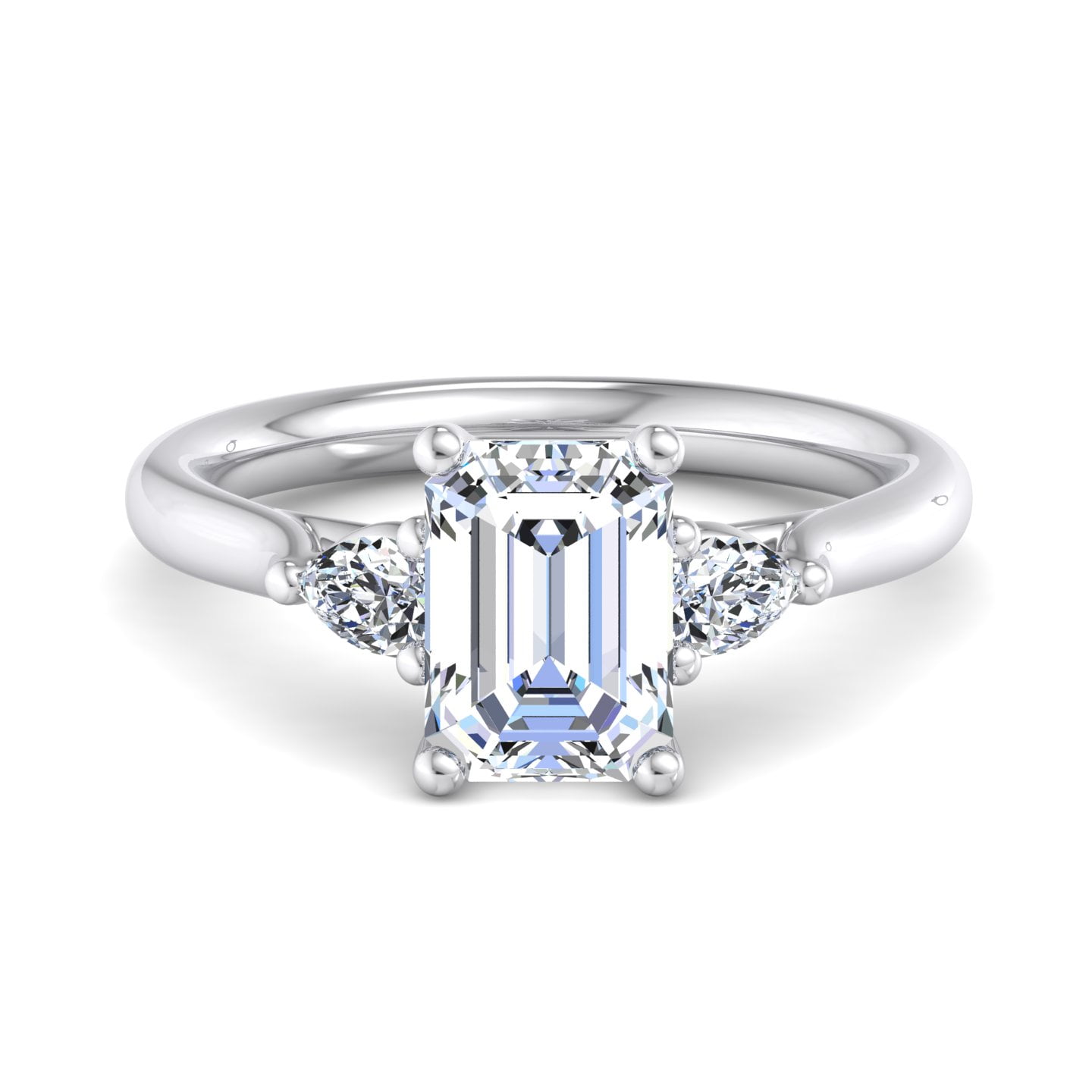 Veda Jewelry 14K White Gold Plated 2.13 Ct Emerald Cut Moissanite Ring ...