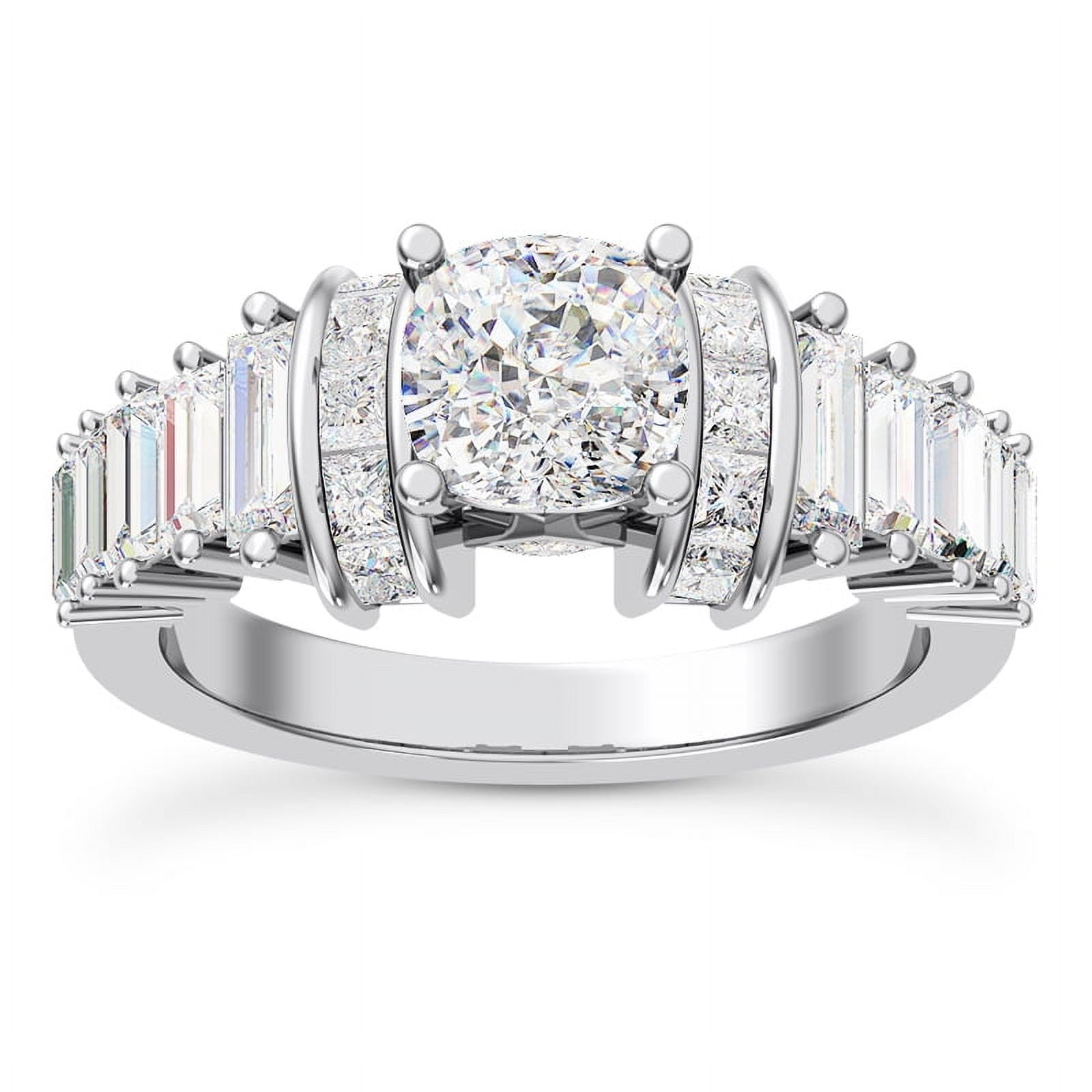 Veda Jewelry 14K White Gold Plated Moissanite Engagement Ring - 1.58 Ct ...