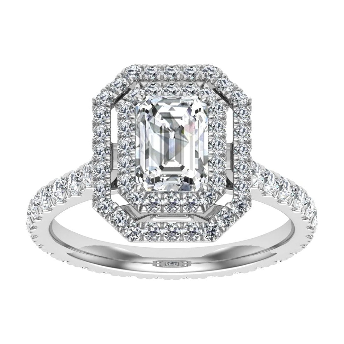 Veda Jewelry 2.13 Ct Emerald Cut Moissanite Ring - 14K White Gold ...