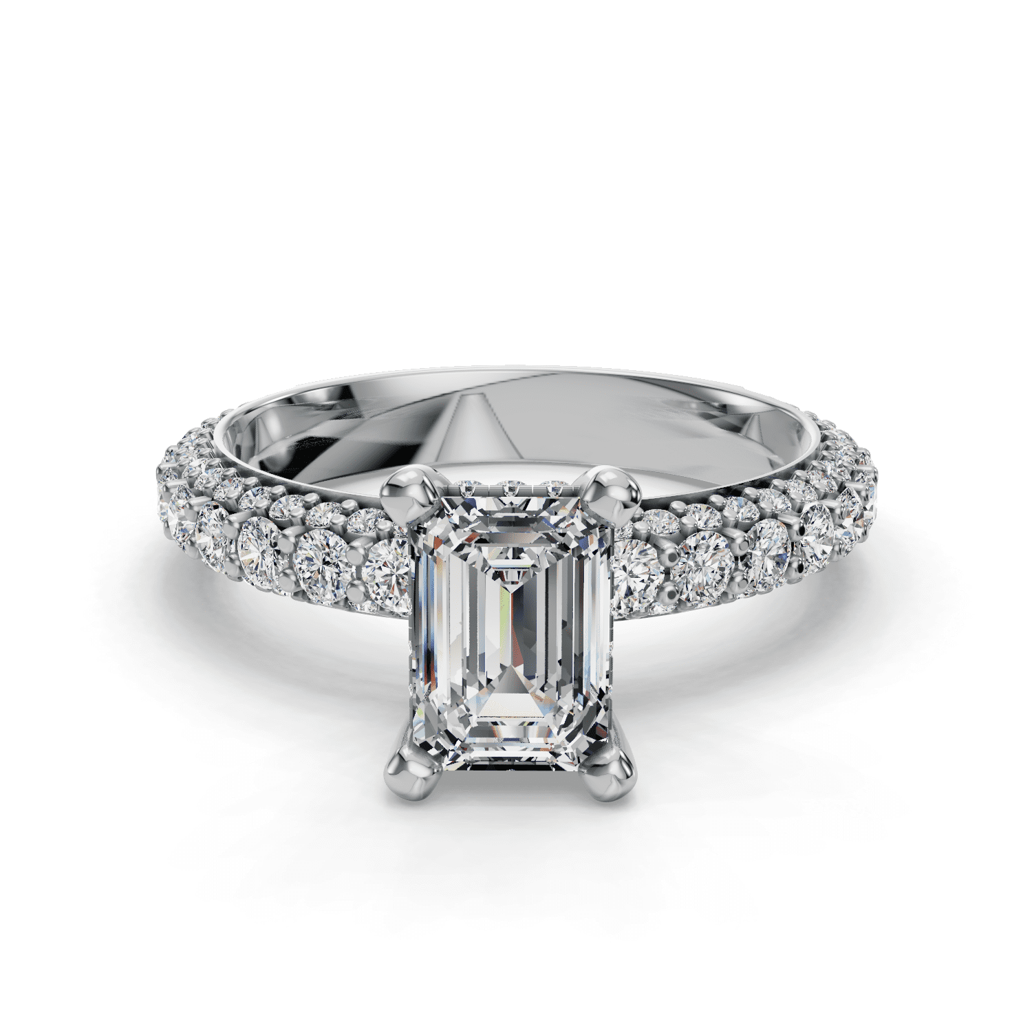 Veda Jewelry 2.13 Ct Emerald Cut Moissanite Solitaire Engagement Ring ...