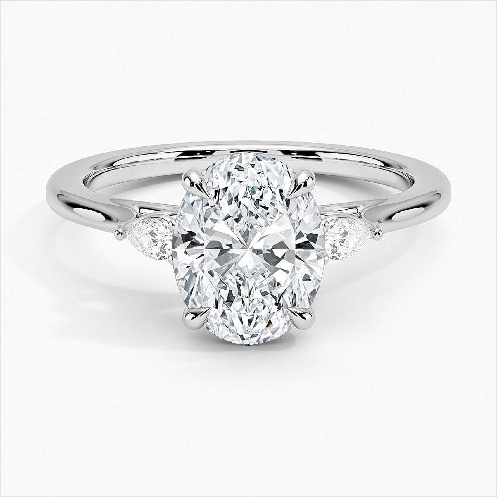 Veda Jewelry 2.13 Ct Moissanite Ring - 14K White Gold Plated Oval Cut 3 ...