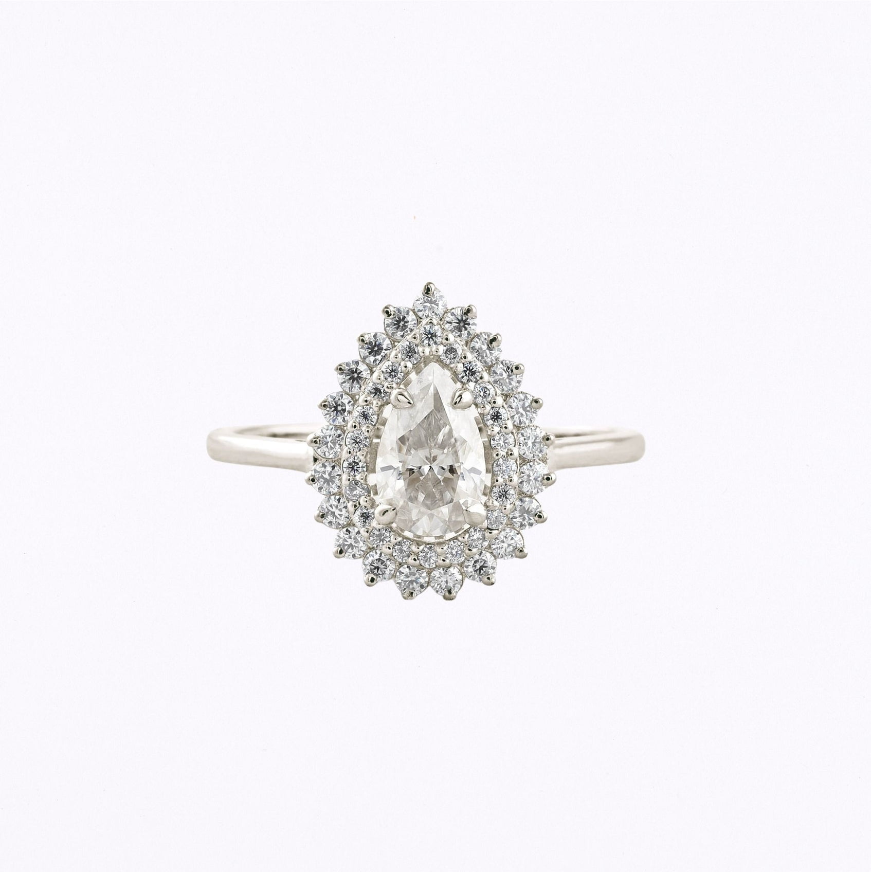 Veda Jewelry 2.13 Ct Pear Cut Moissanite Engagement Ring - 14K White ...