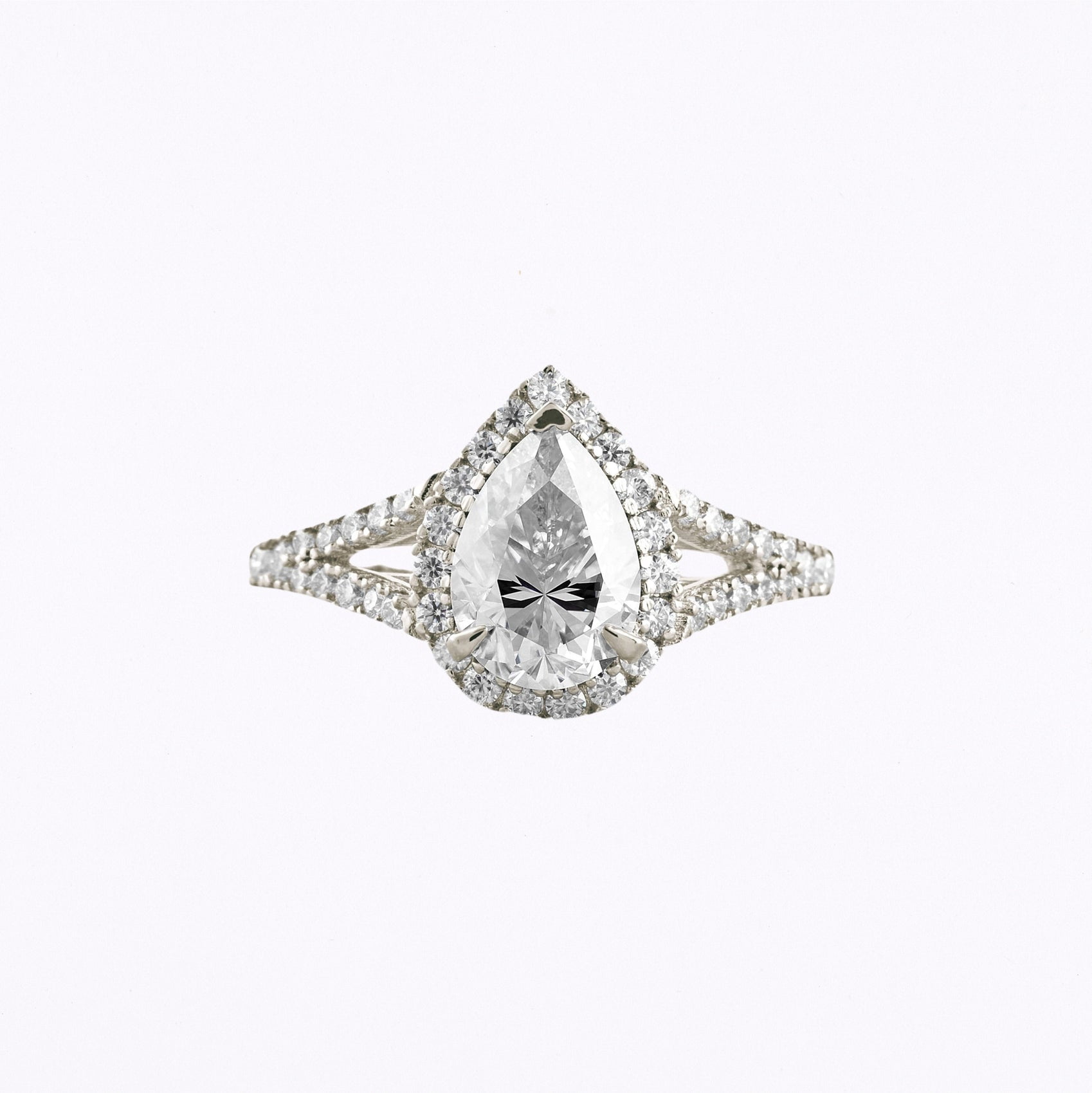 Veda Jewelry Pear Cut 2.13 Ct Moissanite Engagement Ring - 14K White ...