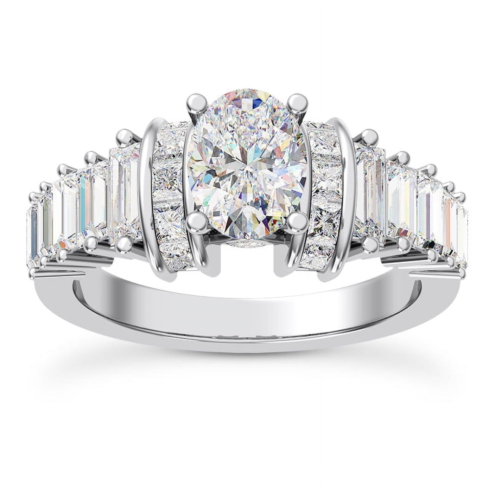 Veda Jewelry Princess-Cut and Baguette Design Engagement Ring for Her ...