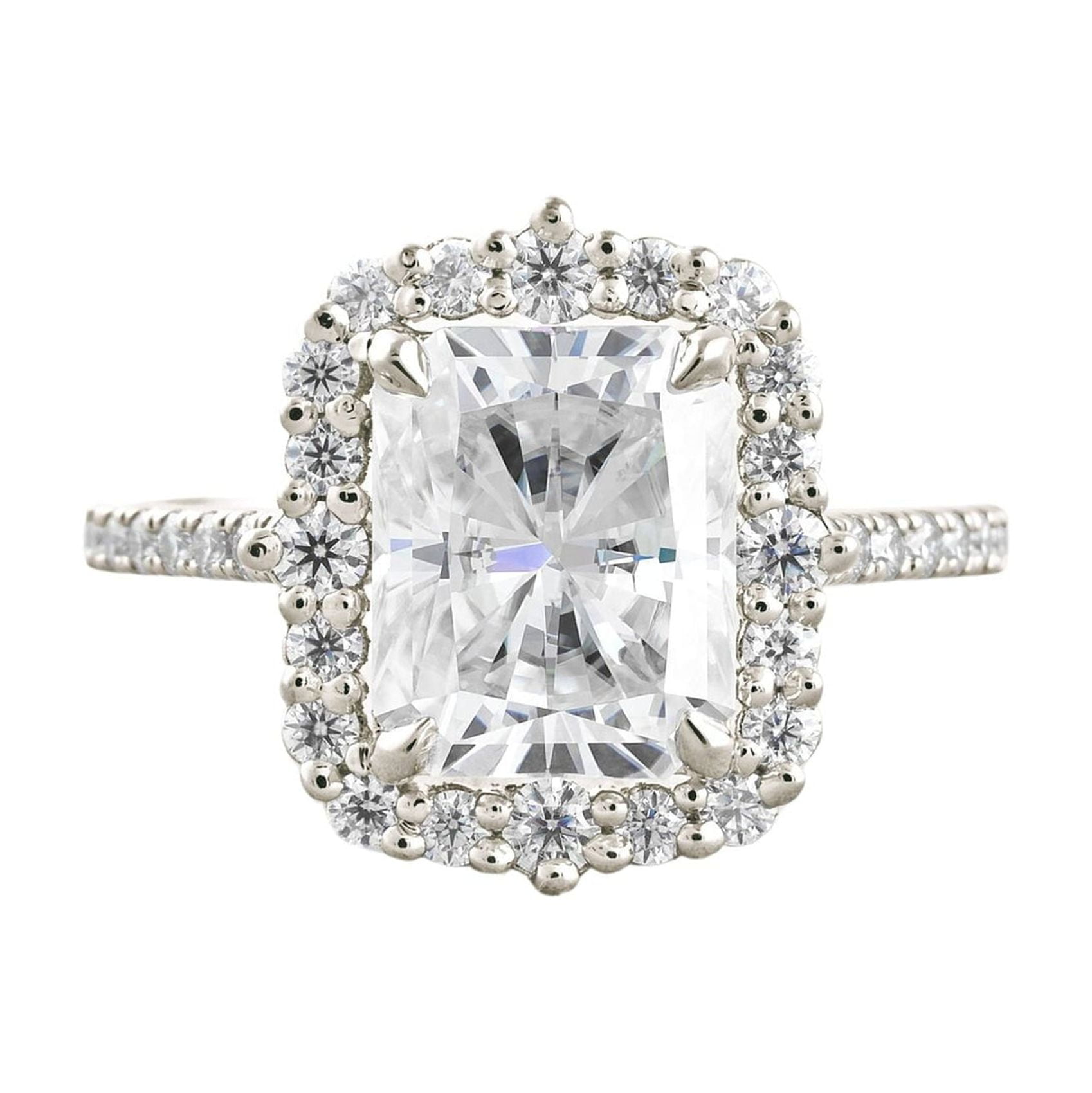 Veda Jewelry Radiant Cut 2.04 Ct Moissanite Ring - 14K White Gold ...