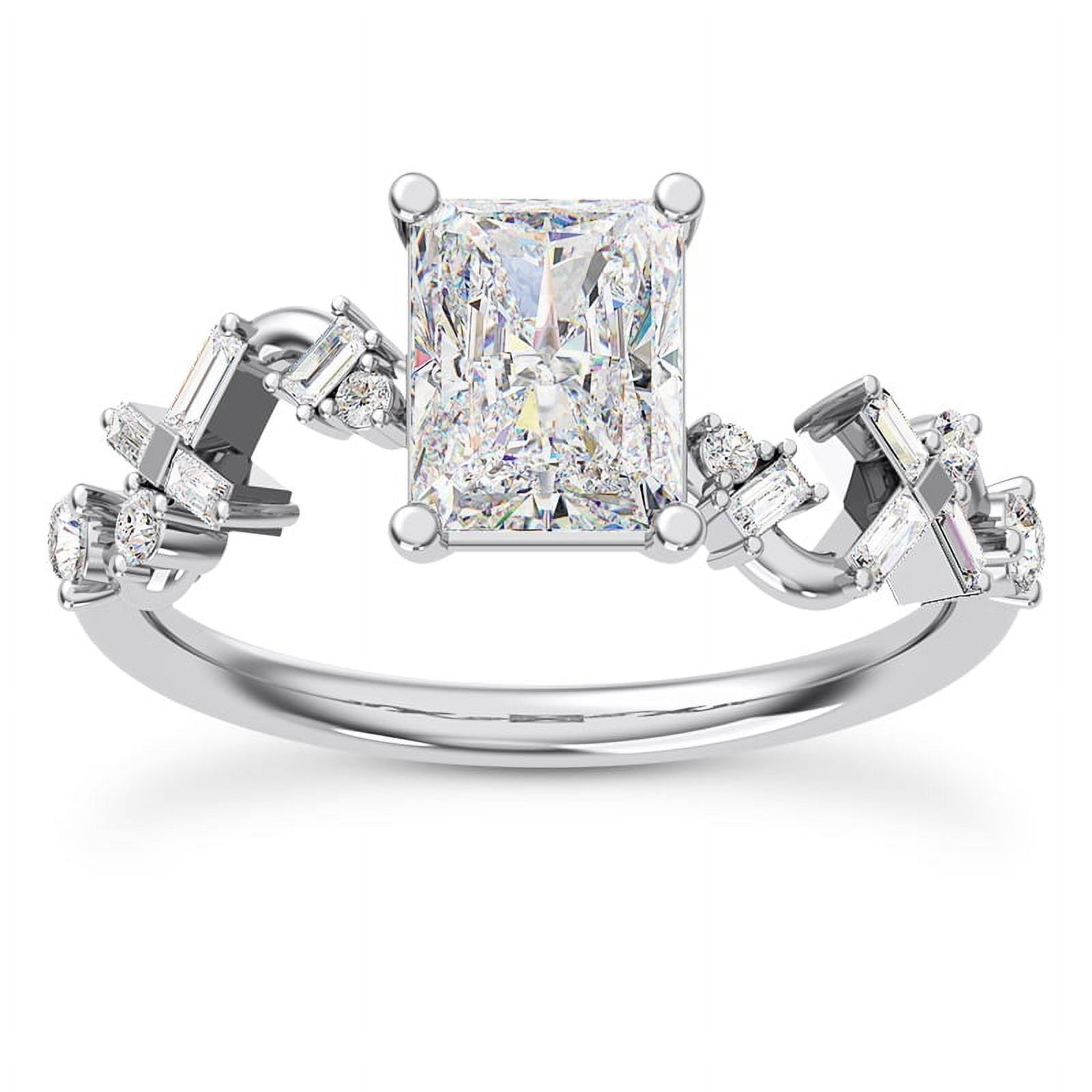 Veda Jewelry Radiant, Round and Baguette Winding Engagement Ring - 2.13 ...