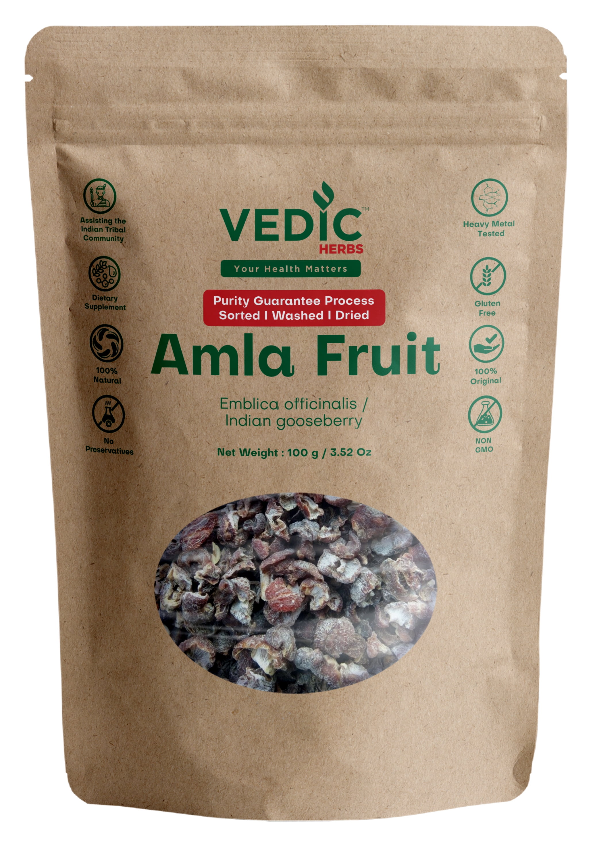 Vedic Herbs Amla Fruit, Indian Gooseberry Dietary Supplement, 100% ...