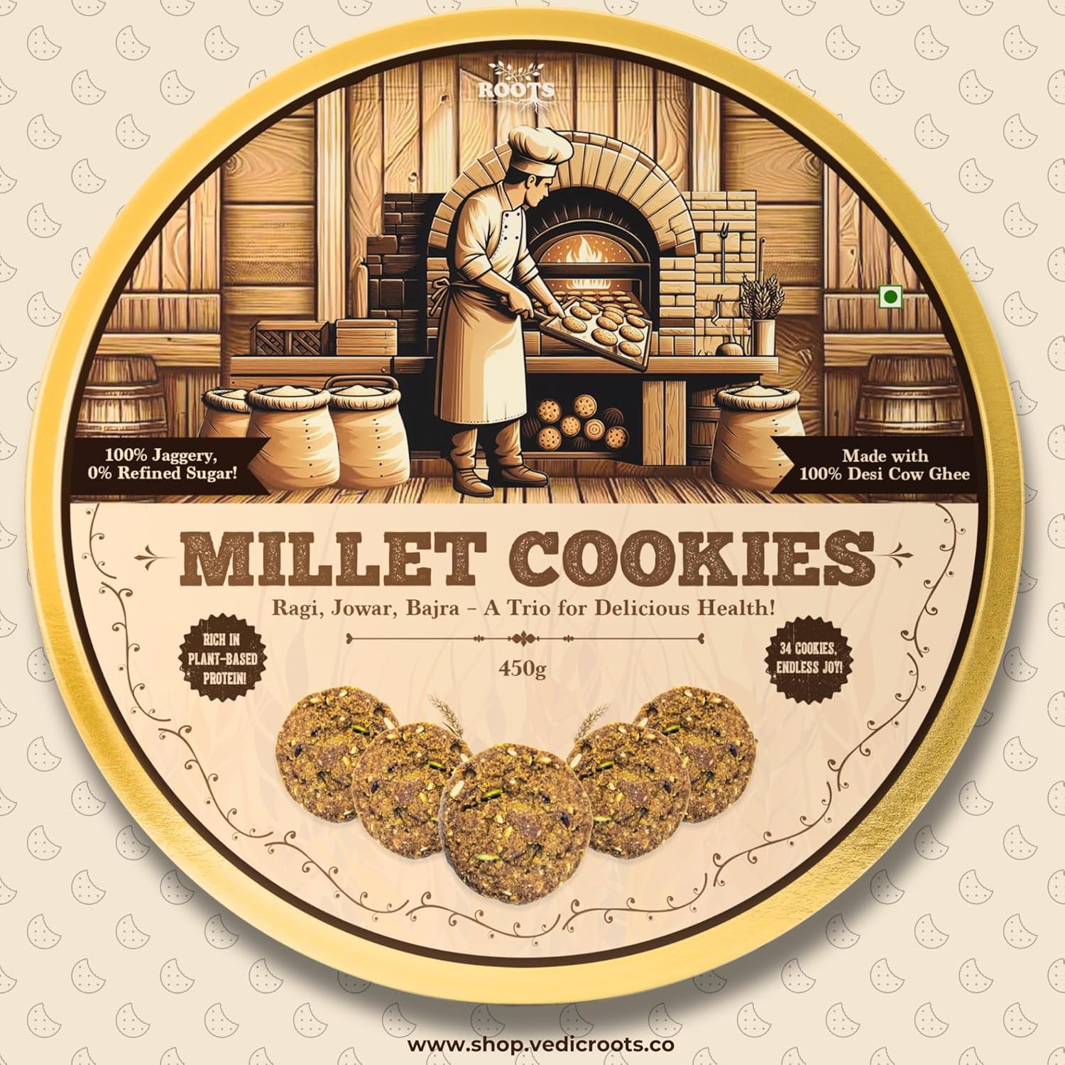 Vedic Roots Millet Cookies Tin Box |Wholesome Goodness with Raw Desi ...
