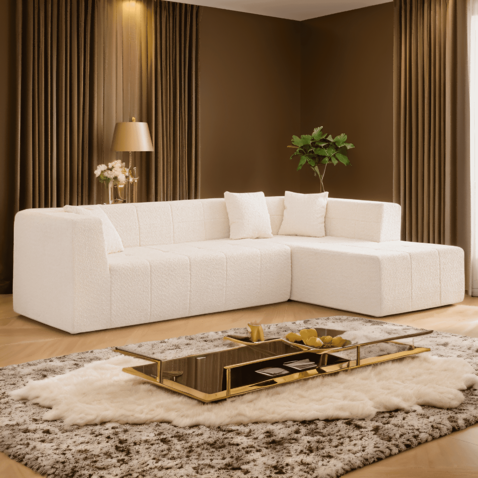 [Vedio provied]105.5" Modular L-Shaped Sectional Floor Couch, Deep Seat ...