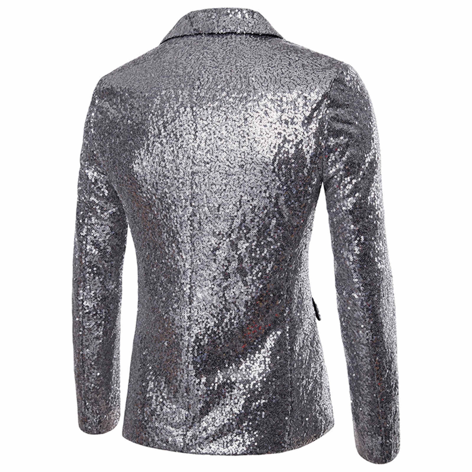 Vedolay Blazer Metallic Suit Disco Prom Shiny Jacket Wedding Party ...