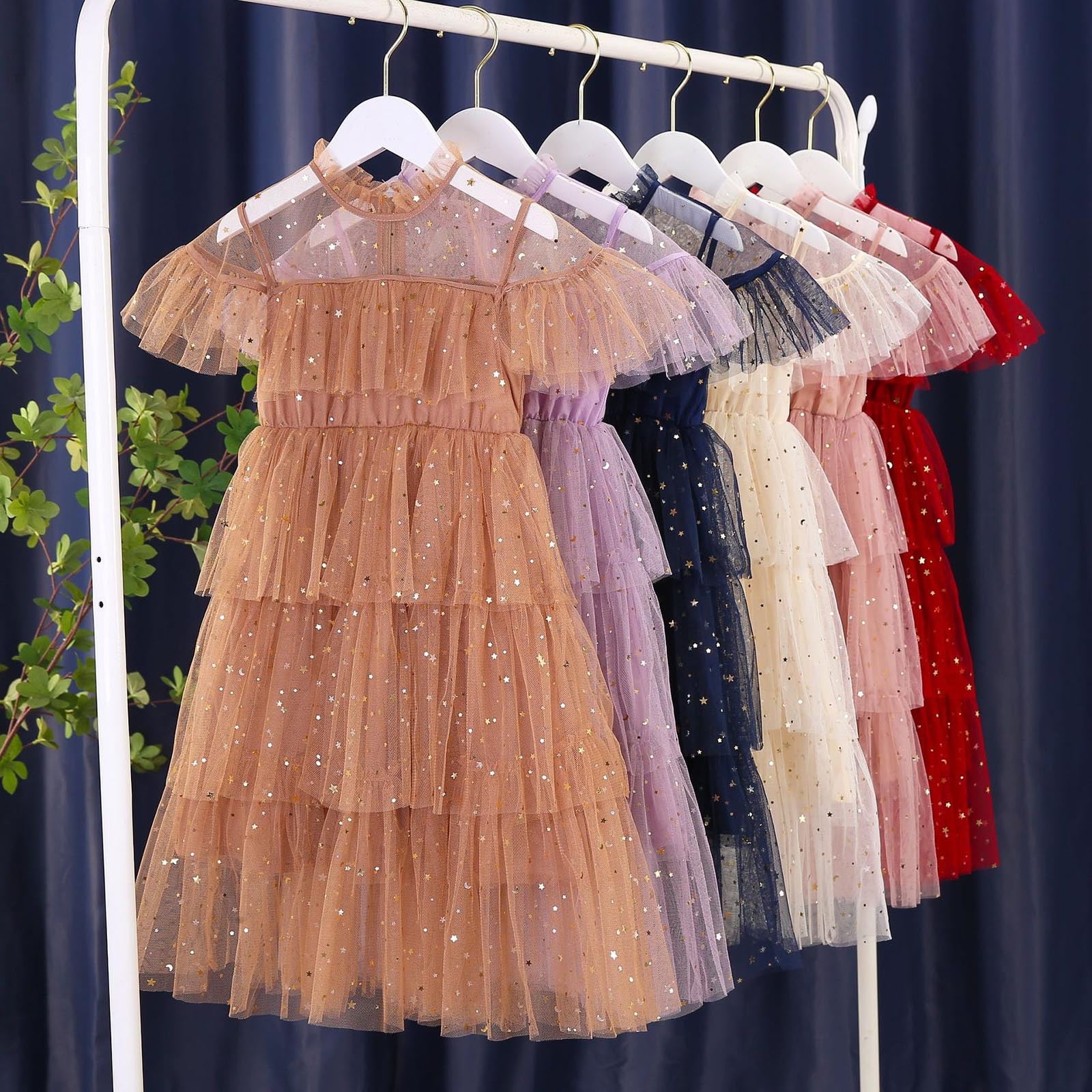 Vedolay Girls Midi Dress: Polka Dot Print, Button Down, V-Neck, Short ...