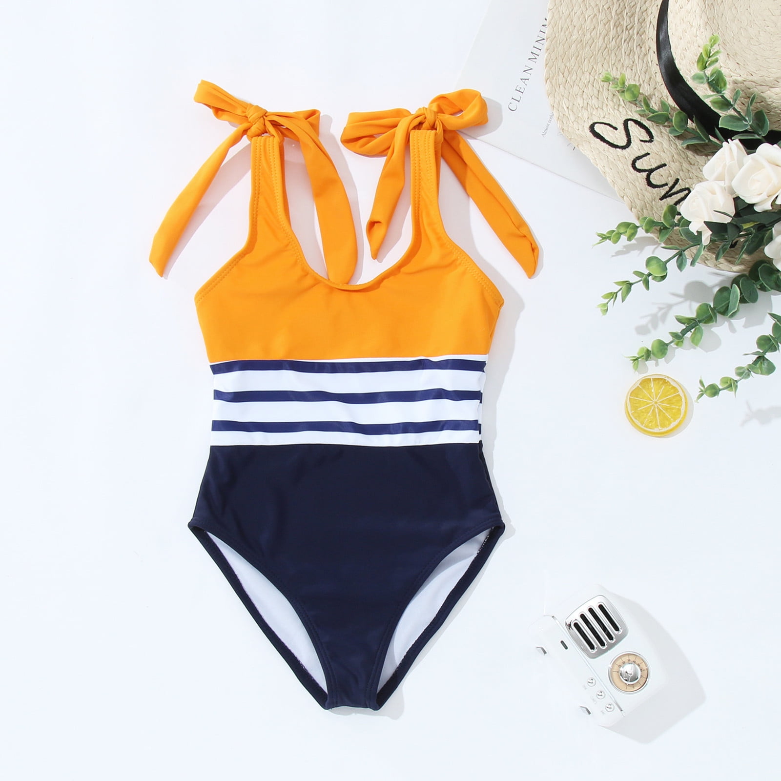 Vedolay Girl's Summer Swimsuits One Piece High Waist Sleeveless Beach ...
