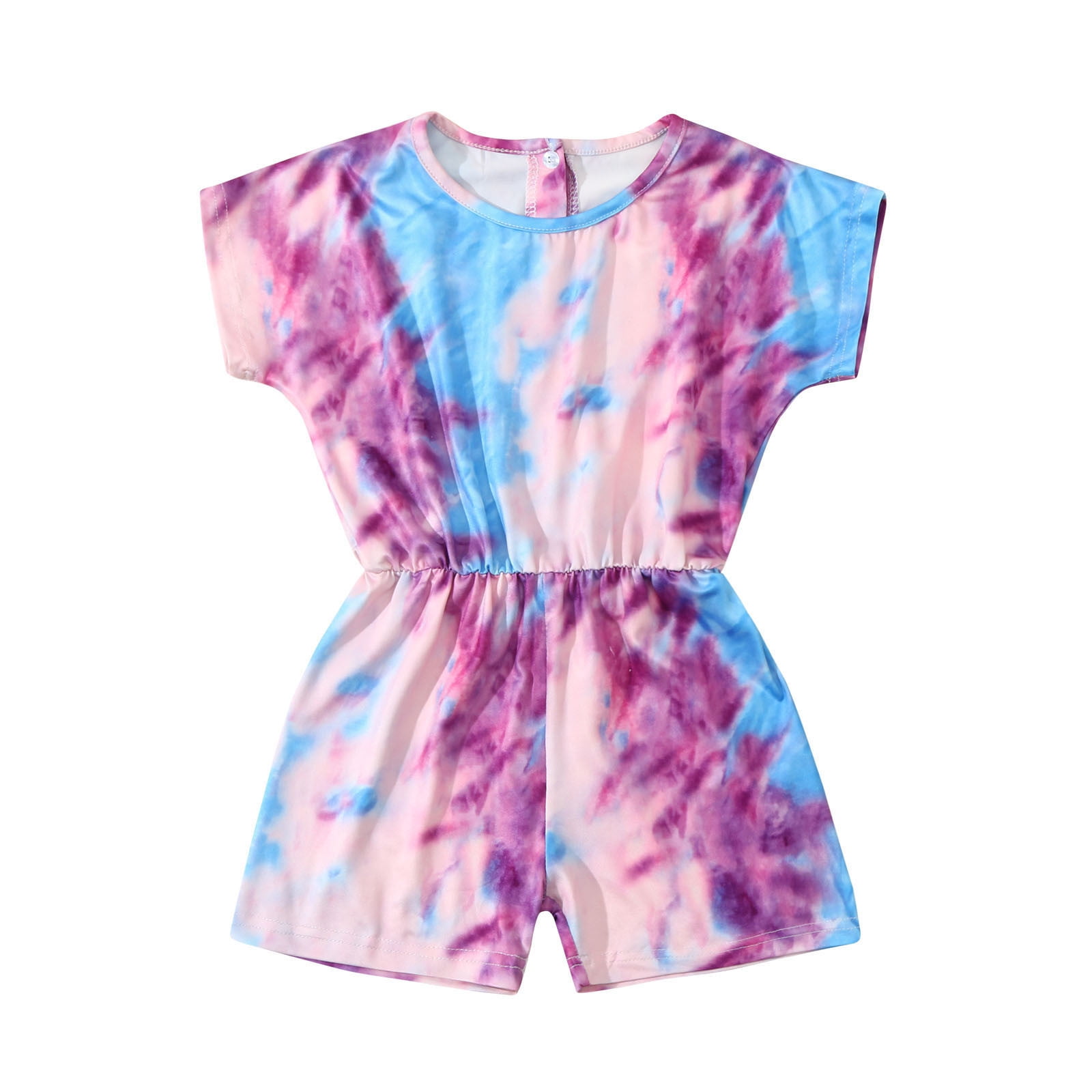 Vedolay Girls Summer Tie-Dyed Short Sleeve Crew Neck Fashion Romper ...