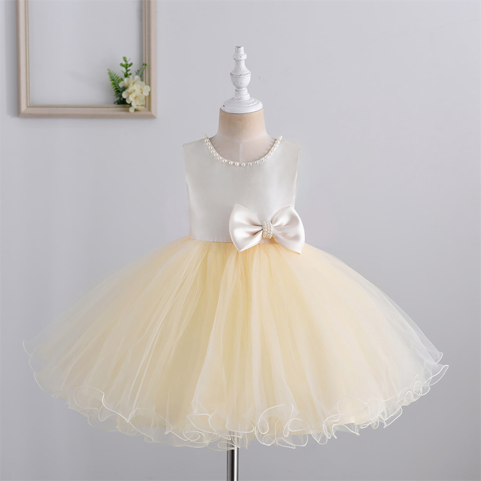 Vedolay Little Girl Dress Girl's Floral Print Puff Sleeve Square Neck ...