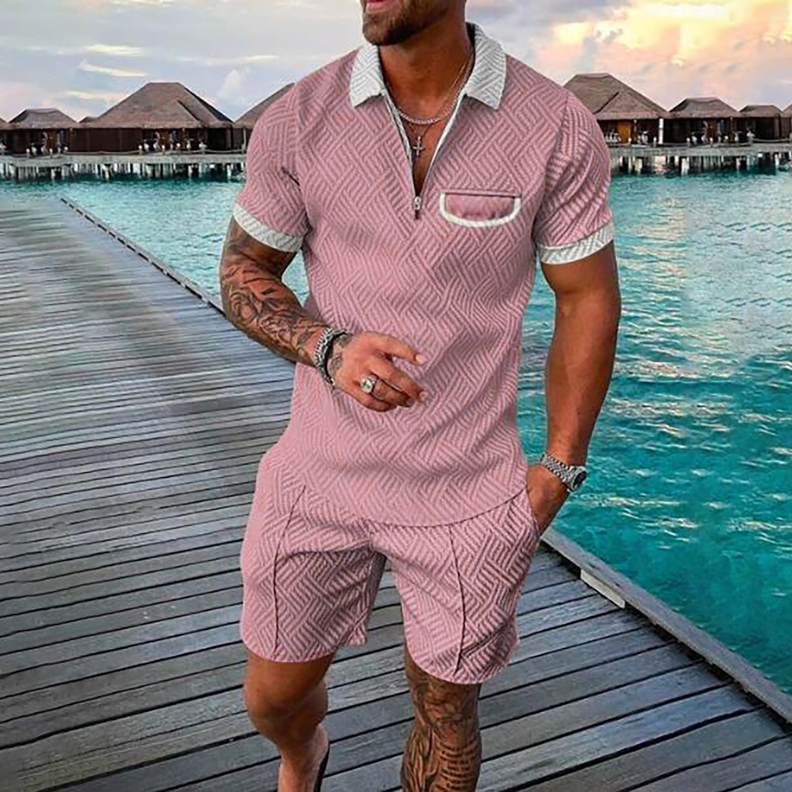 Vedolay Matching Short Sets Mens 2 Piece Outfits Summer Shirt and ...