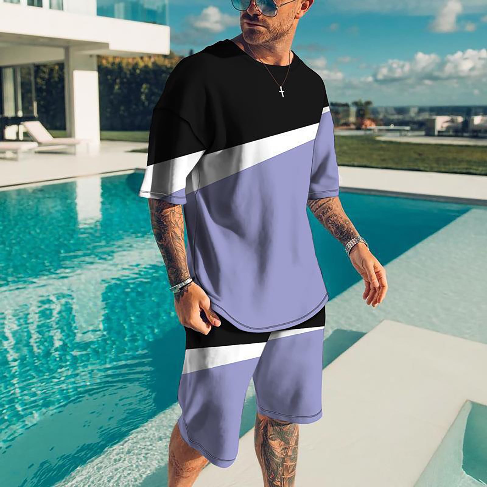 Vedolay Men Short Sets Outfits 2 Piece Mens Short Sets 2 Piece Outfits ...