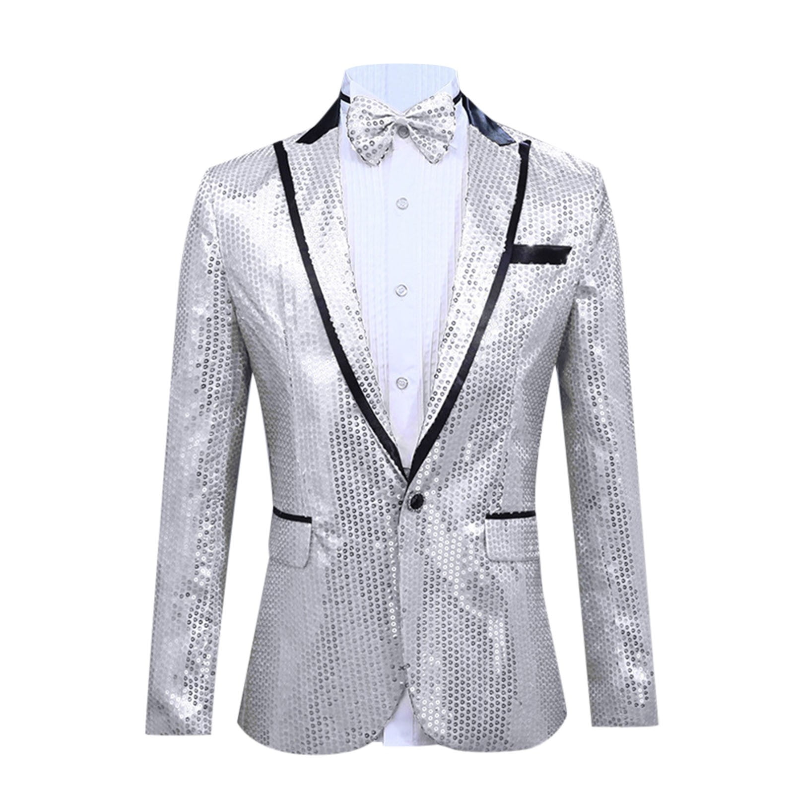 Vedolay Mens Shiny Sequin Blazer Tuxedo One Button Slim Fit Suit Jacket ...
