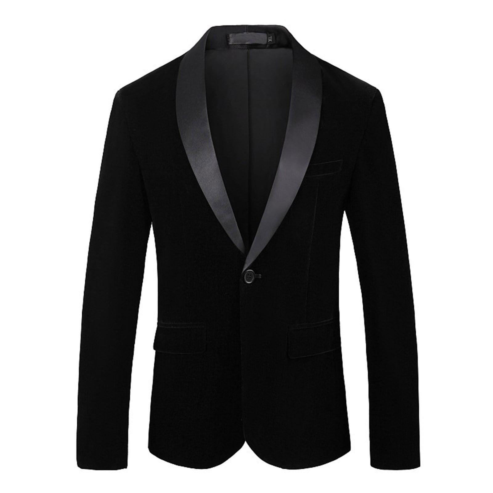 Vedolay Mens Velvet Blazer Slim Fit Tuxedo Suits Jacket Shawl Collar ...