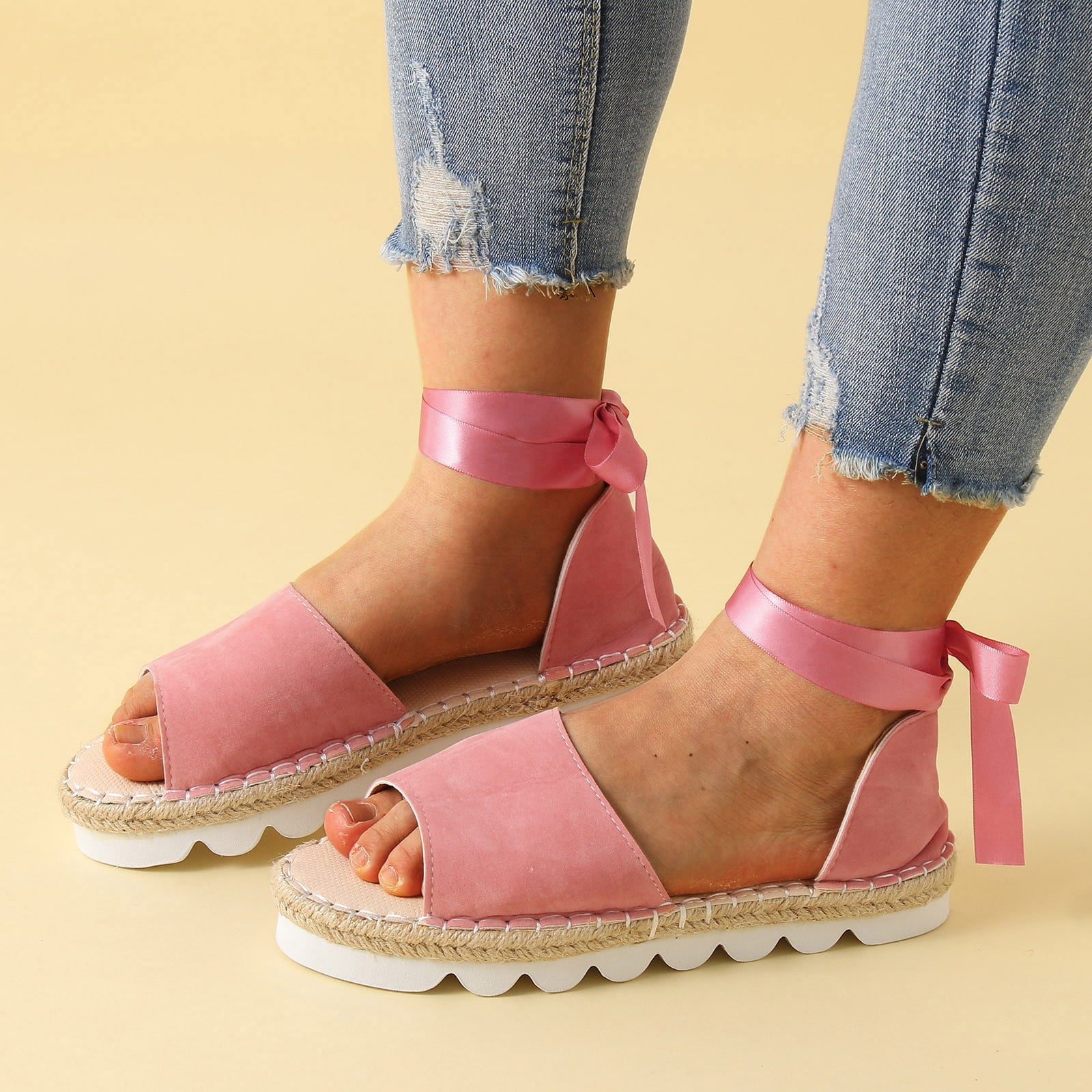 Vedolay Platform Shoes Women's Slip On Rhinestones Round Toe Flip Flops ...