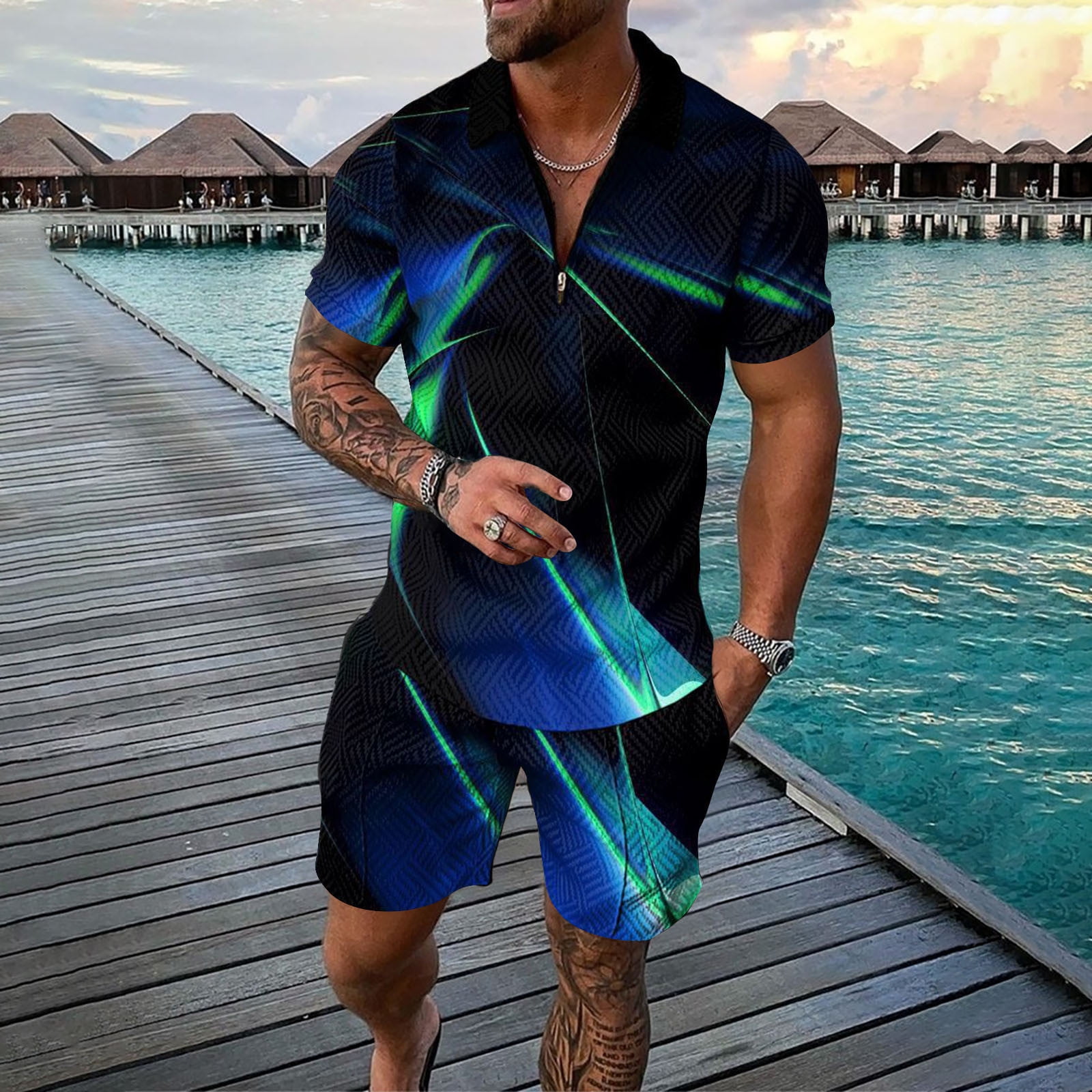 Vedolay Short Set For Men Casual Summer Men's Shirt And Shorts Set ...