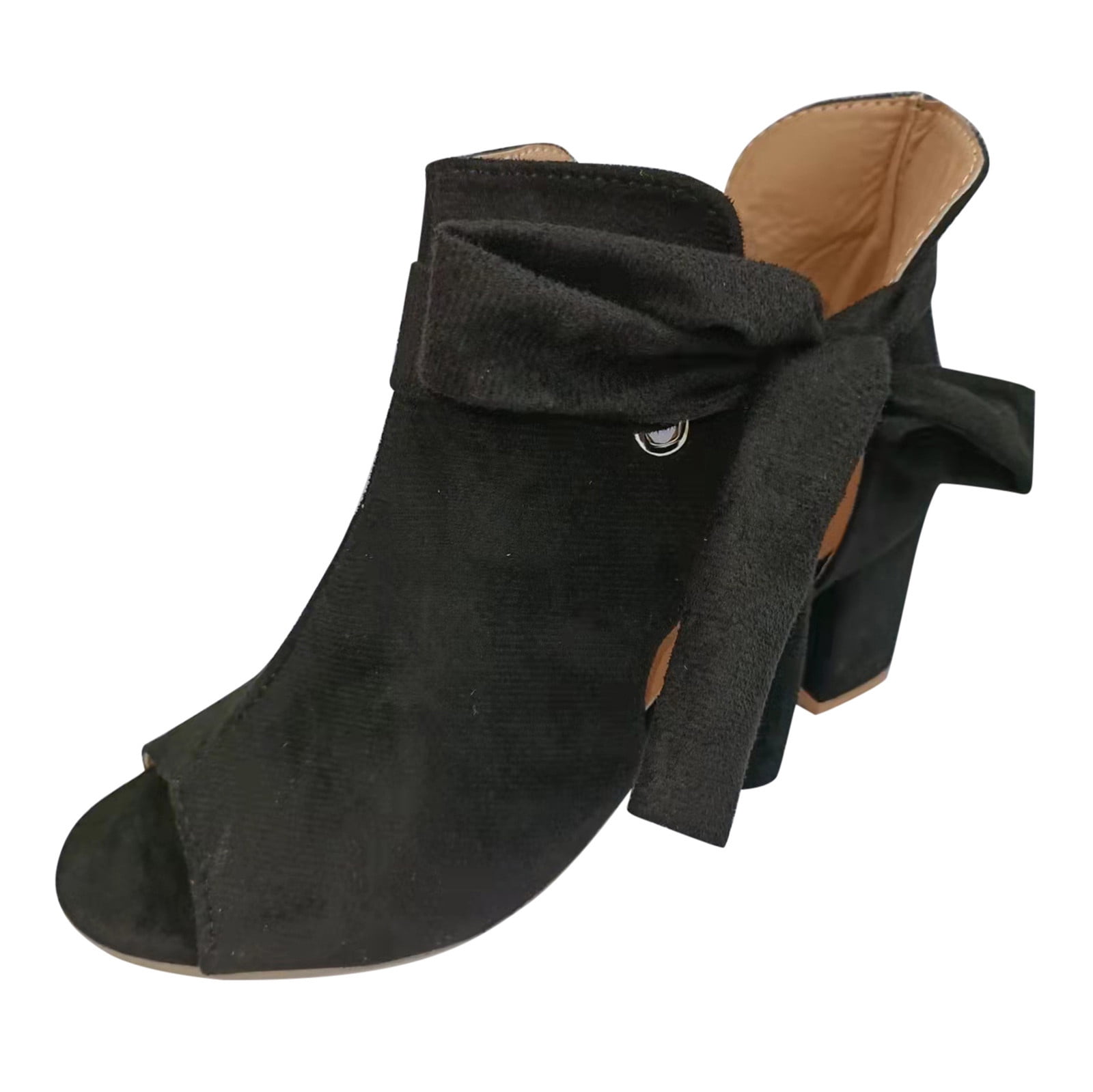 Vedolay Single Color Shoes Buckle High Sandals Strap Casual Peep Bow ...