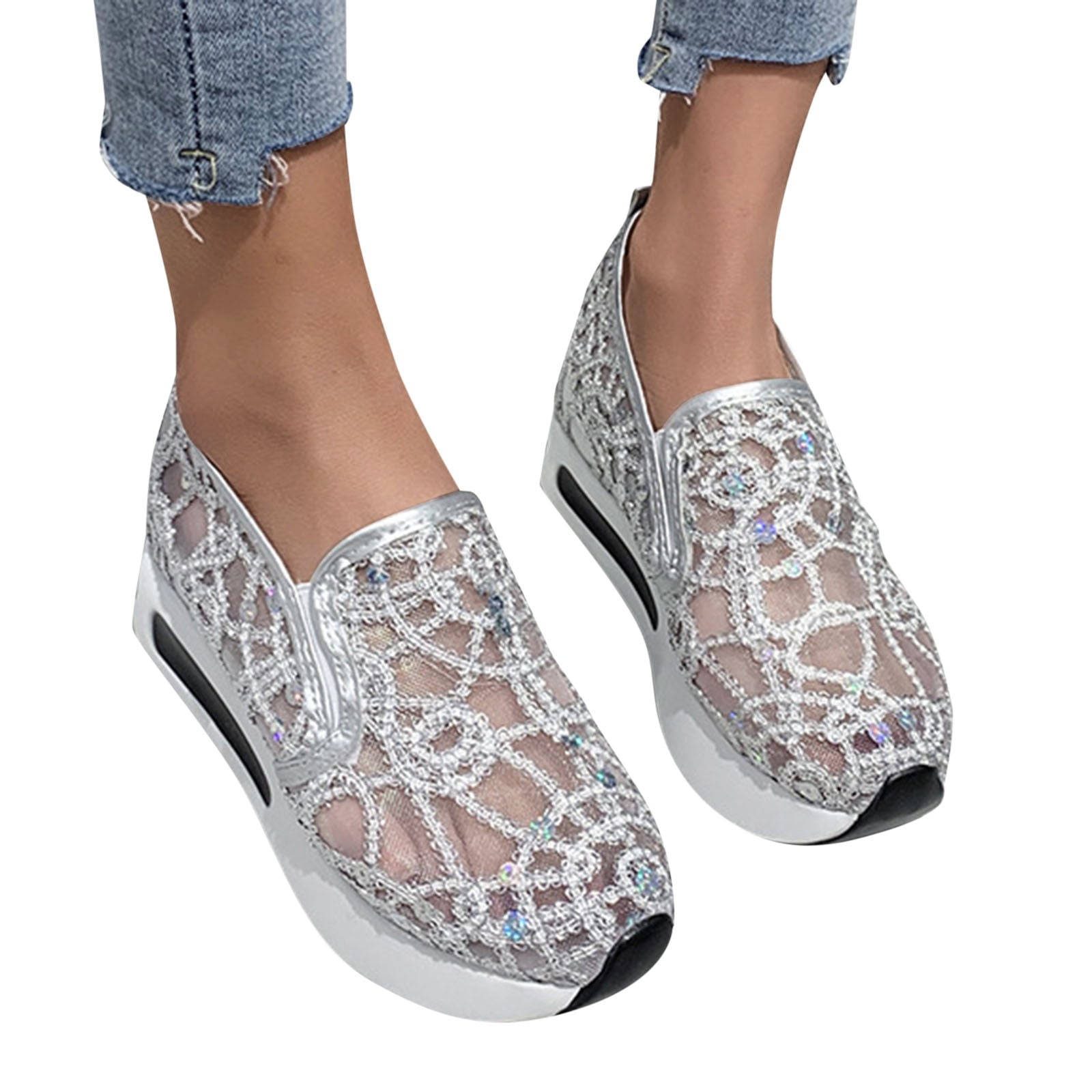 Vedolay Summer Casual Shoes Loafers for Women Platform Slip-ons Ladies ...