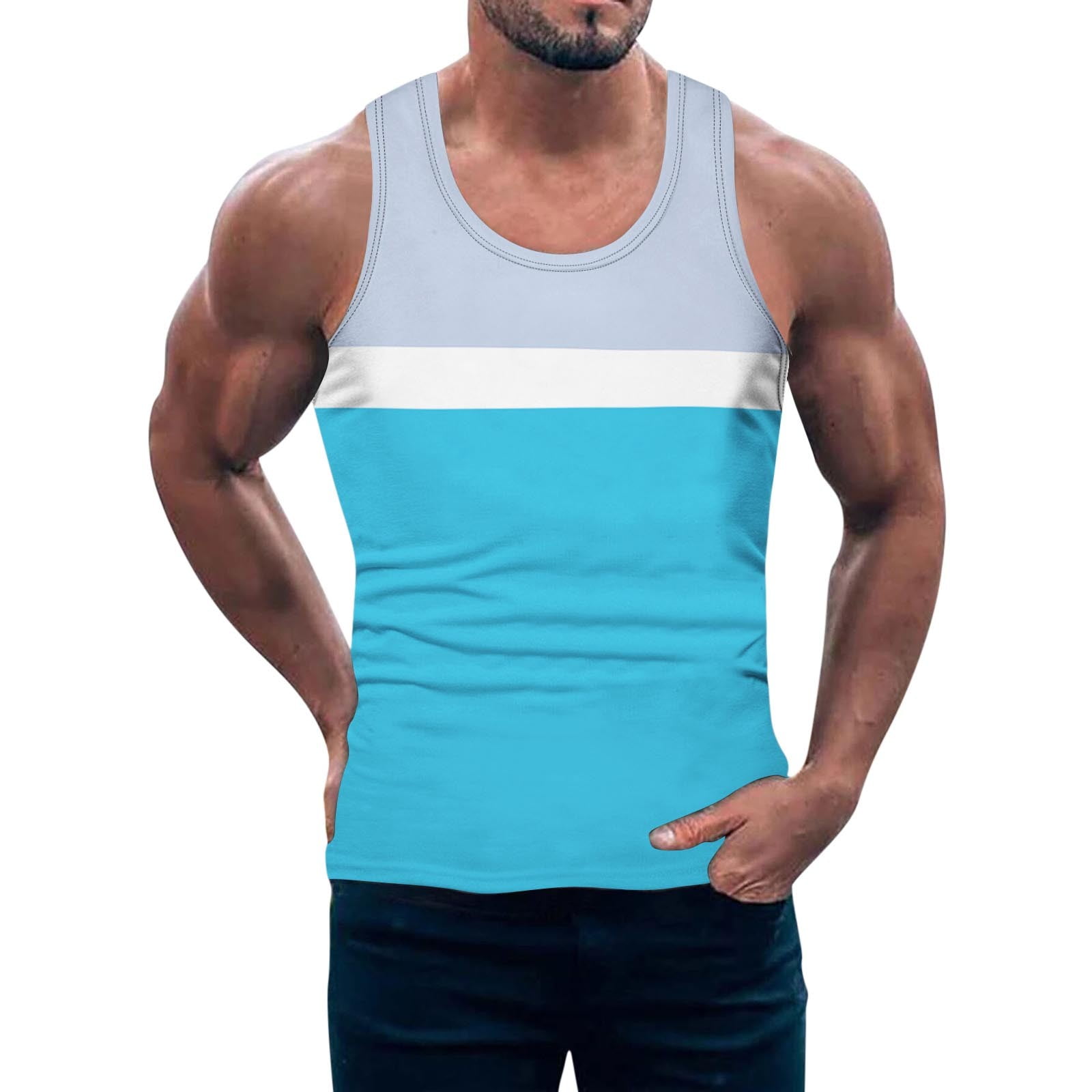 Vedolay Tank Tops Men Men Summer Stripe Fashion Casual Sleeveless Top