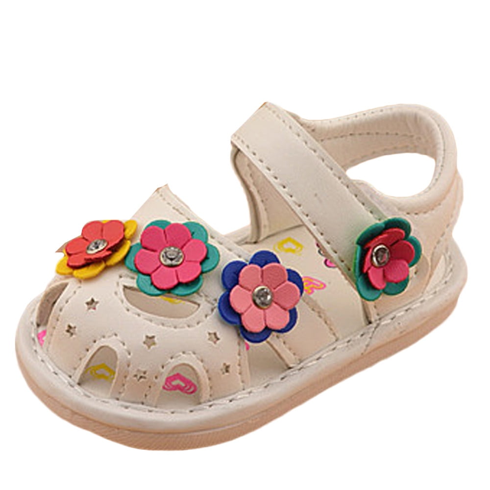 Vedolay Toddler Girl's Summer Soft Closed-Toe Princess Flower Outdoor Casual Sandals(Pink, White ...
