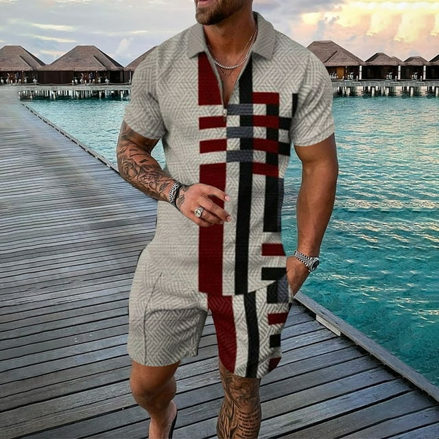 Vedolay Two Piece Short Outfits Summer Outfits For Men Casual 2 Piece Shirts And Shorts Beach ...