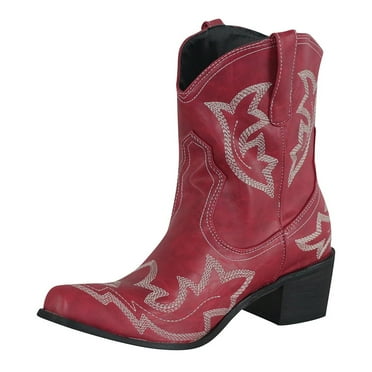Soda Women Cowgirl Cowboy Western Stitched Ankle Boots Pointed Toe ...